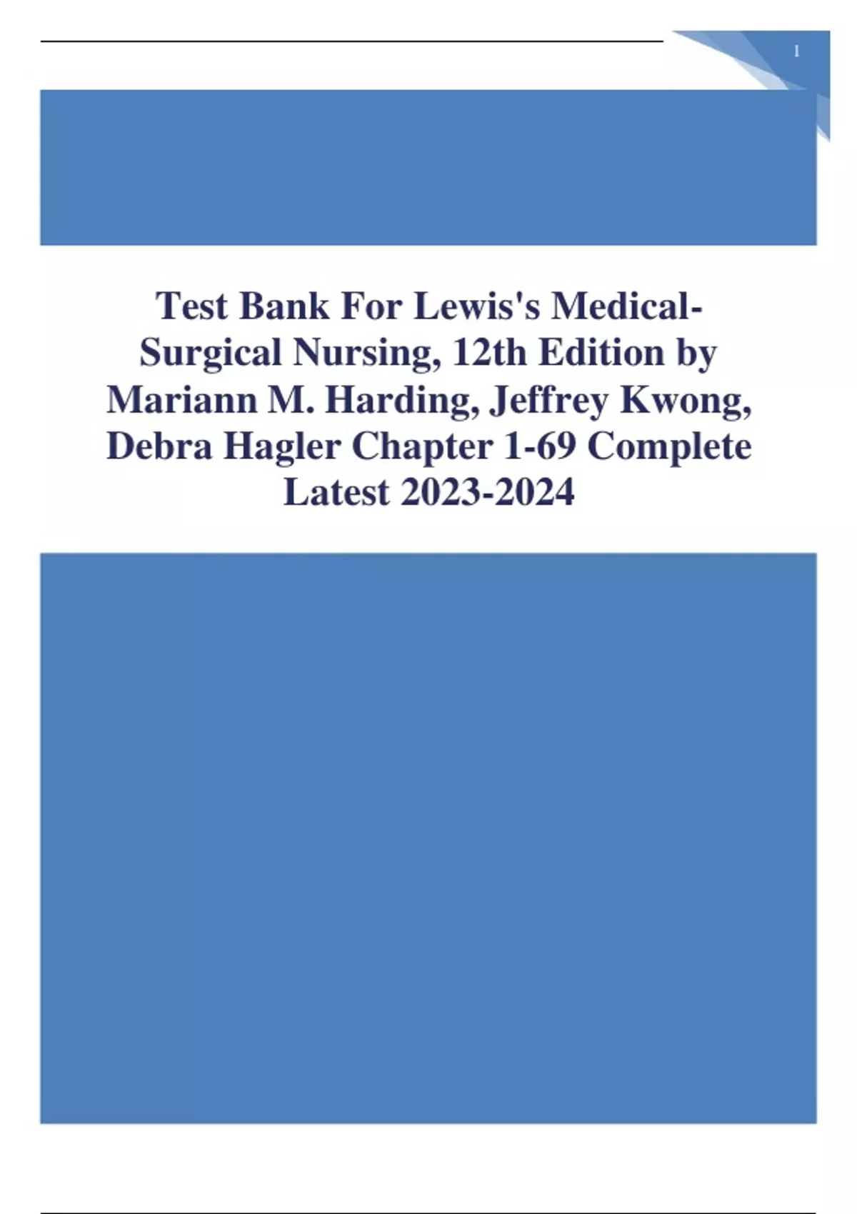 Test Bank For Lewis's Medical- Surgical Nursing, 12th Edition by ...