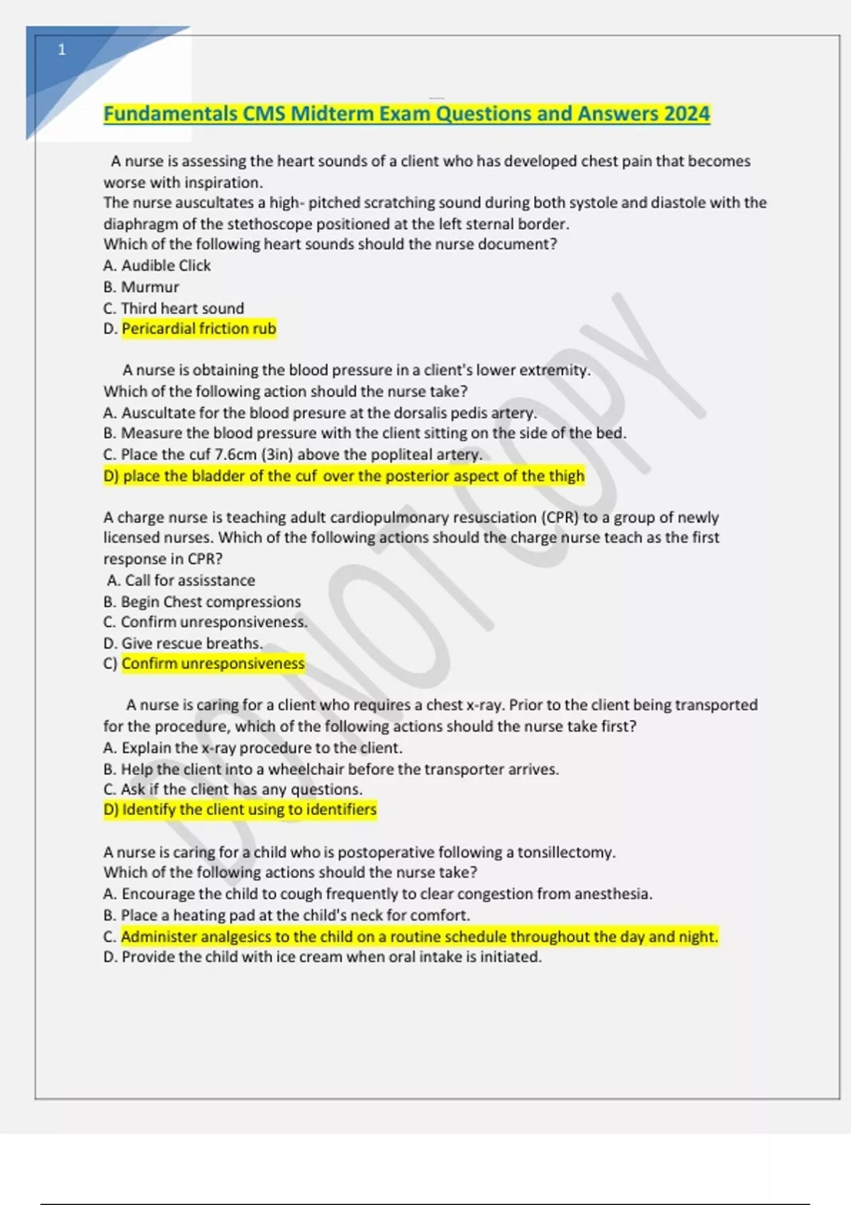 Fundamentals CMS Midterm Exam Questions and Answers 2024 - Fundamentals ...