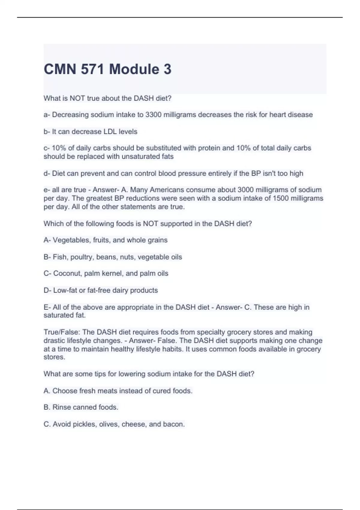 CMN 571 Module 3 Exam with complete solutions - CMN 571 - Stuvia US