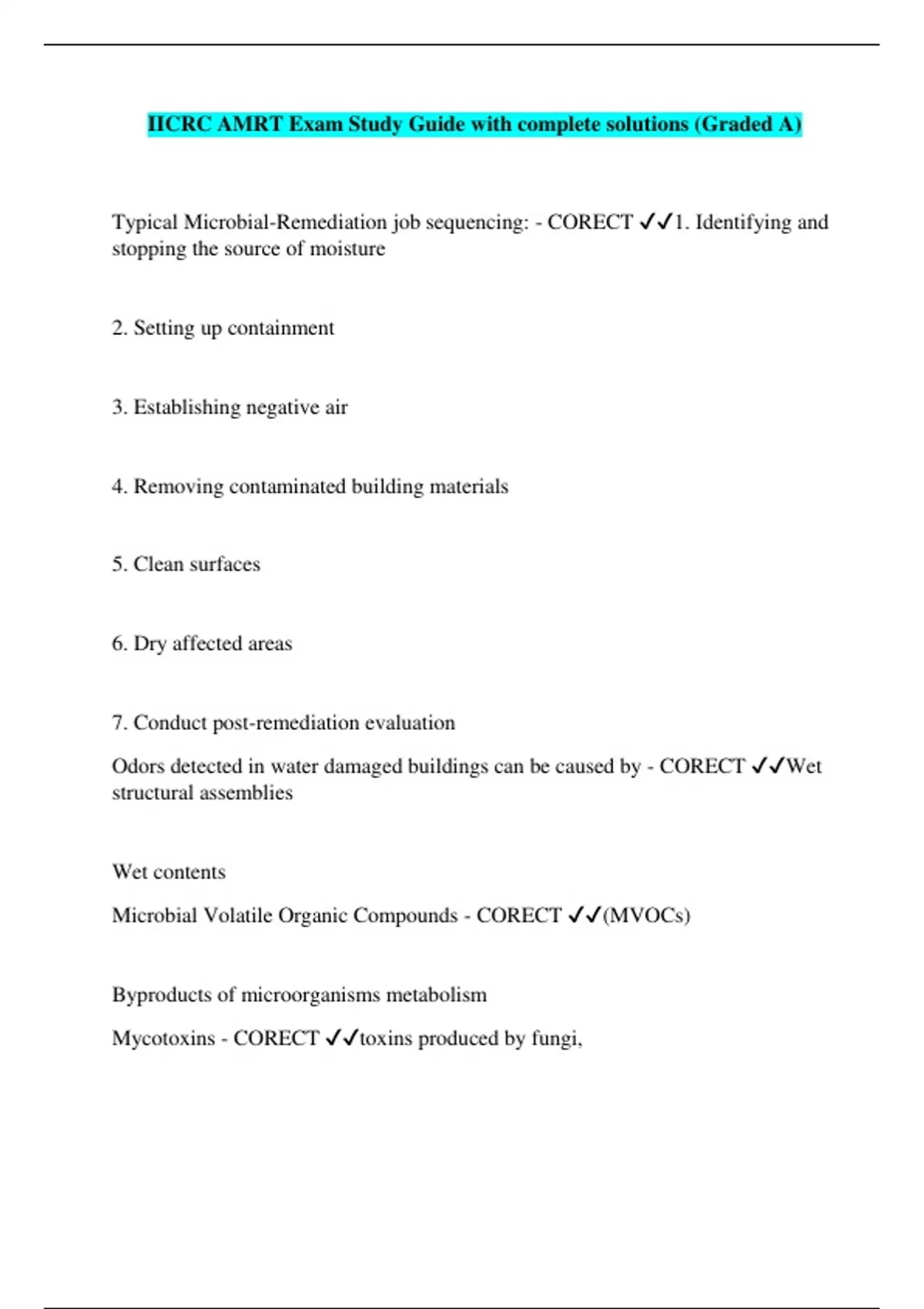 IICRC AMRT Exam Study Guide with complete solutions (Graded A - AMRT ...