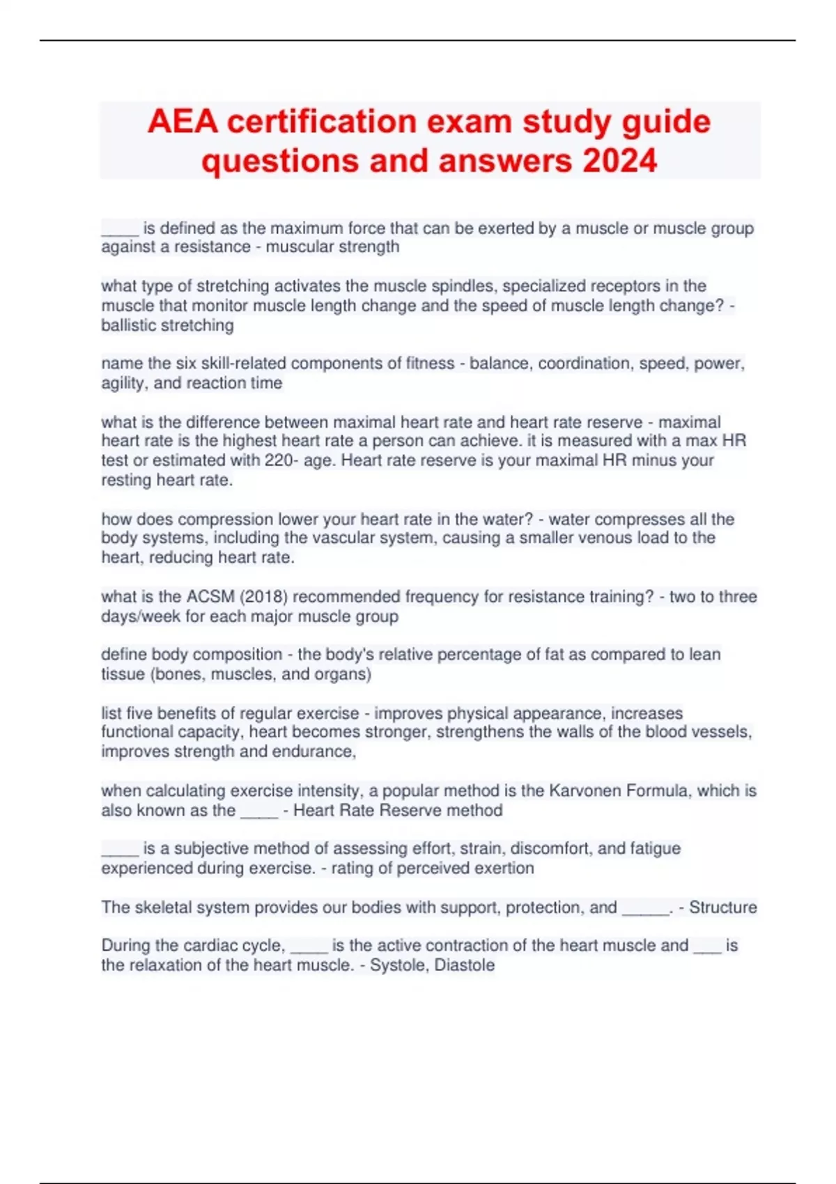 AEA certification exam study guide questions and answers 2024 - AEA ...