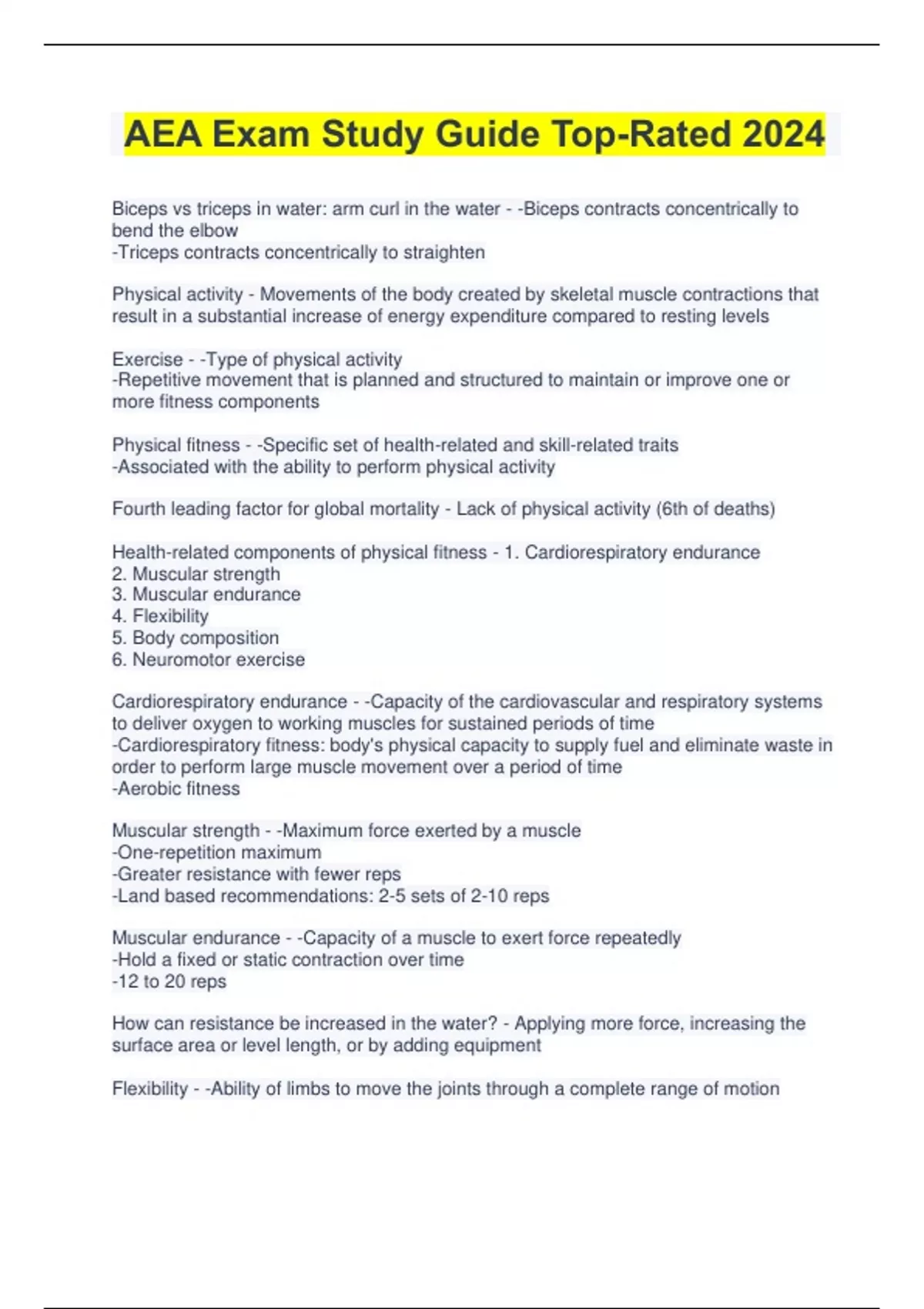 AEA Exam Study Guide Top-Rated 2024 - AEA - Stuvia US