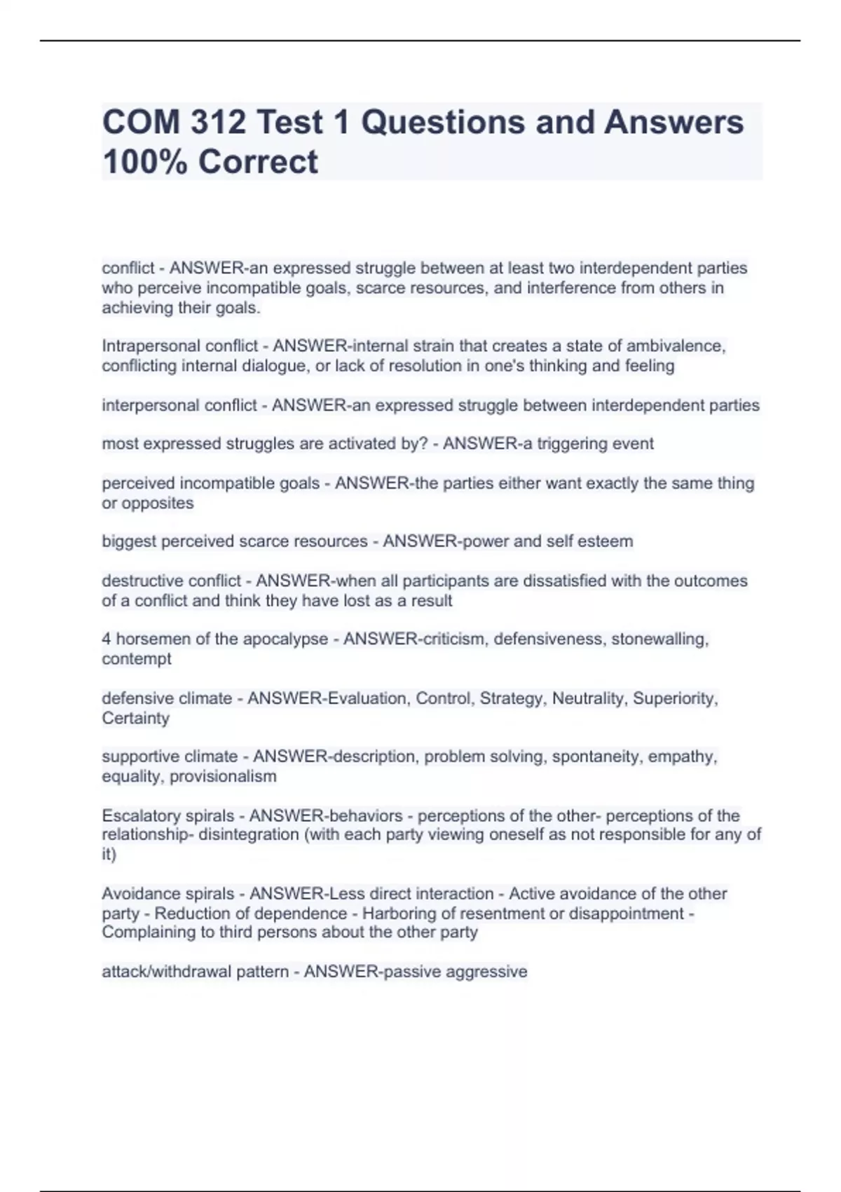 COM 312 Test 1 Questions and Answers 100% Correct - COM 312 - Stuvia US