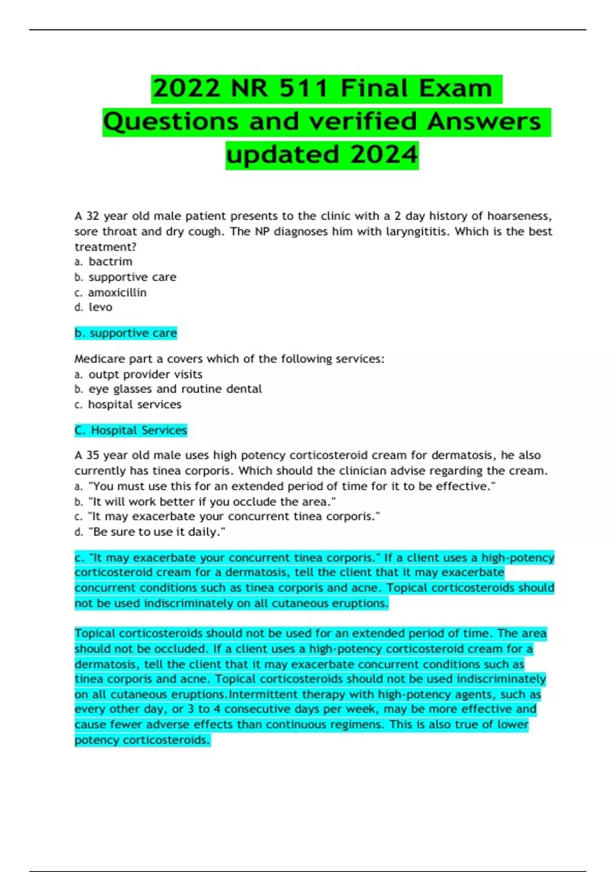 2022 NR 511 Final Exam Questions and verified Answers updated 2024 - NR ...