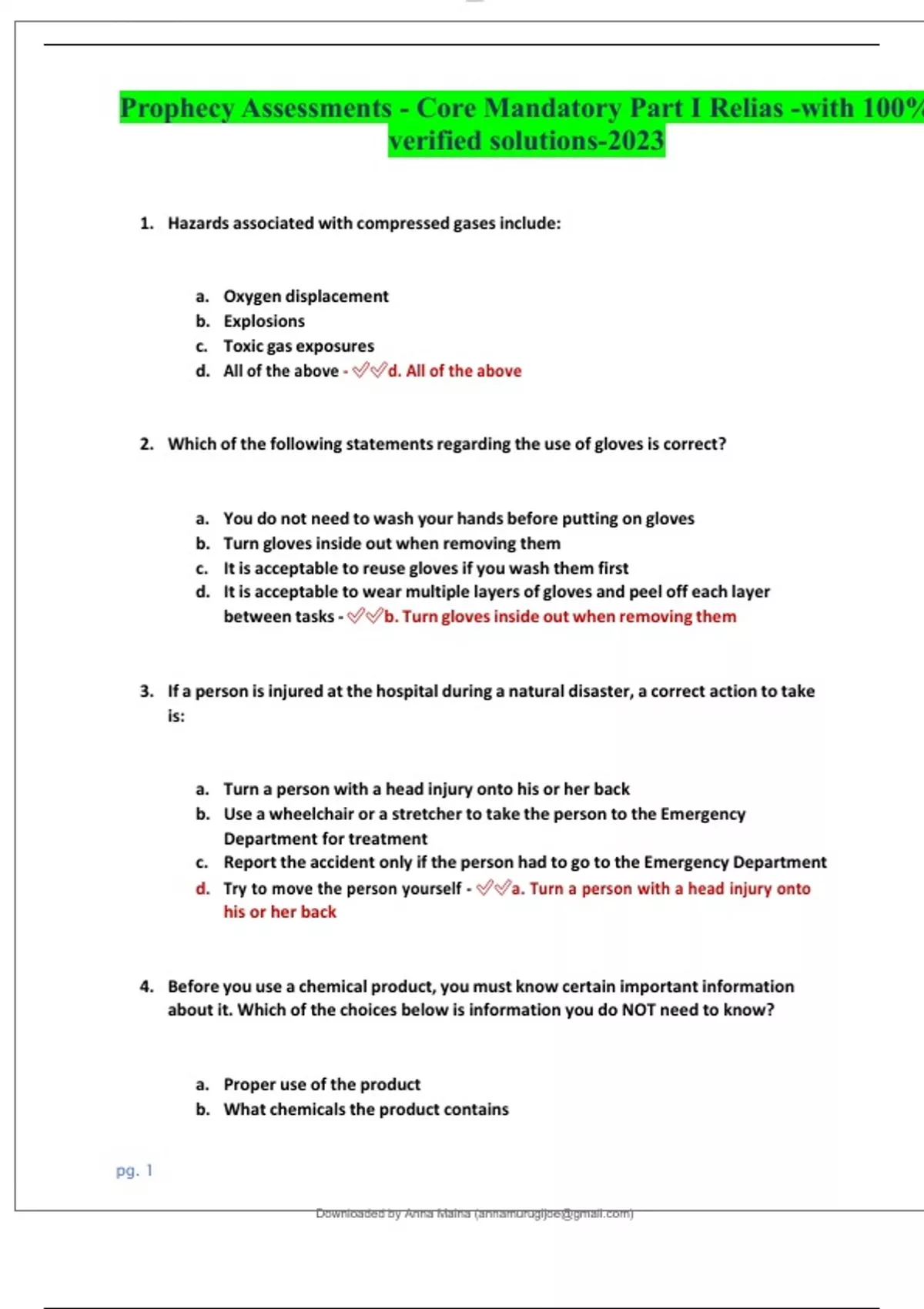 Prophecy Assessments - Core Mandatory Part I Relias -with 100% verified ...