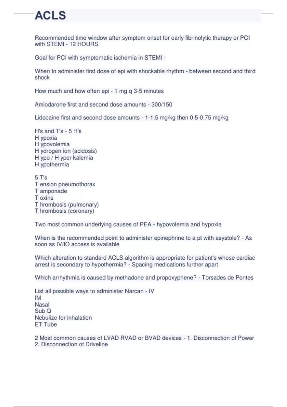 ACLS 2023 - ACLS 2023 - Stuvia UK