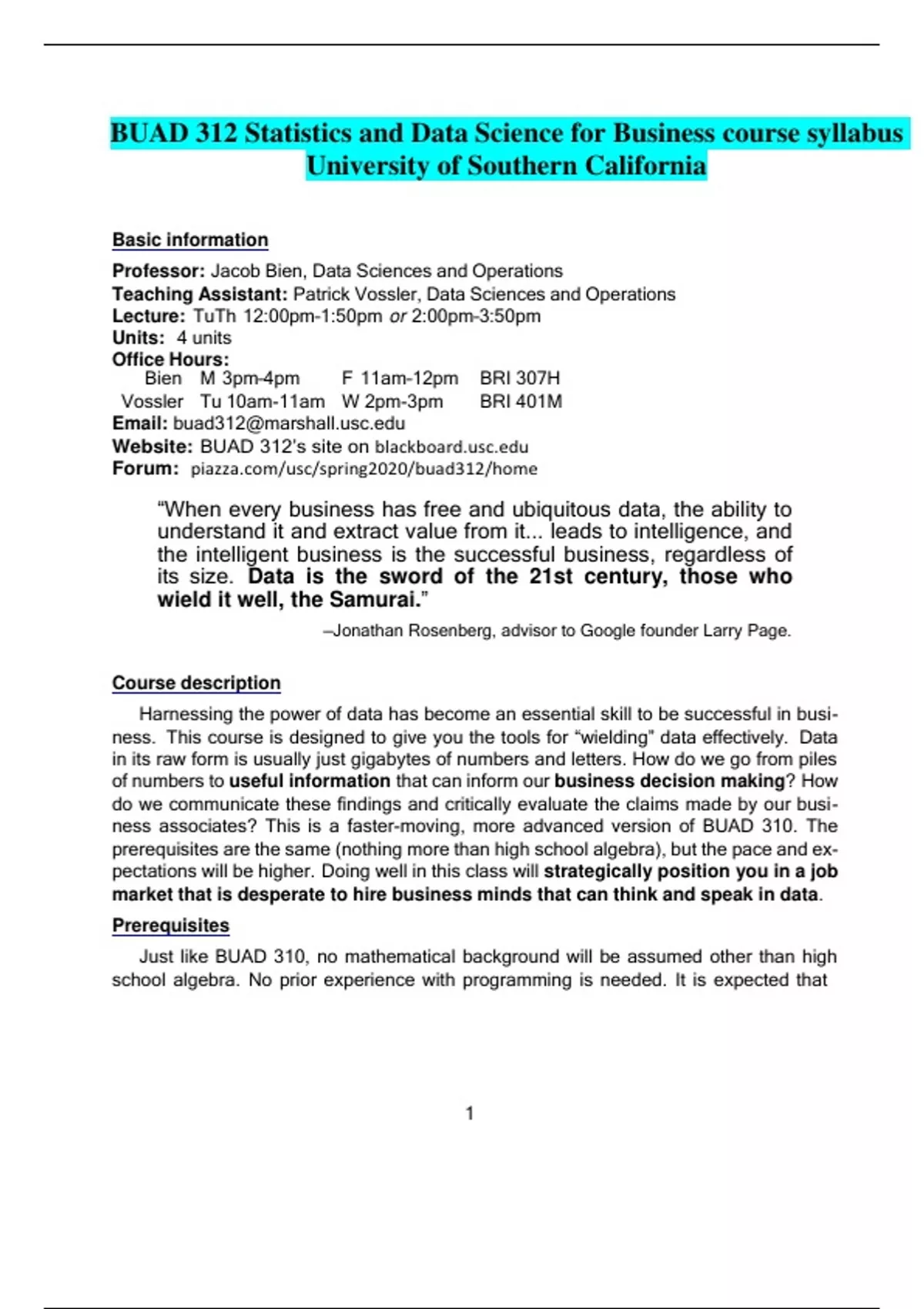 BUAD 312 Statistics and Data Science for Business course syllabus ...
