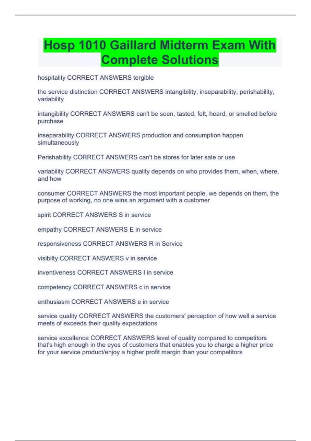 Hosp 1010 Gaillard Midterm Exam With Complete Solutions - HOSP ...