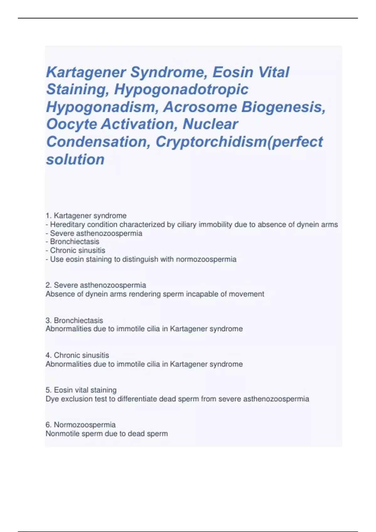 Kartagener Syndrome, Eosin Vital Staining, Hypogonadotropic ...