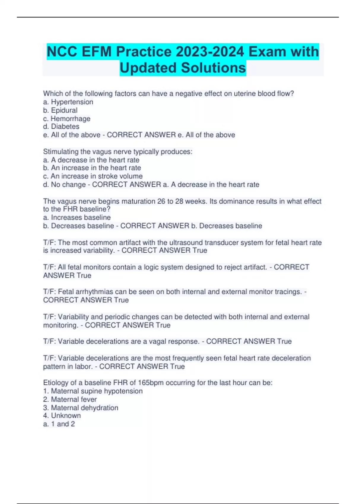 NCC EFM Practice Exam with Updated Solutions - Ncc efm - Stuvia US