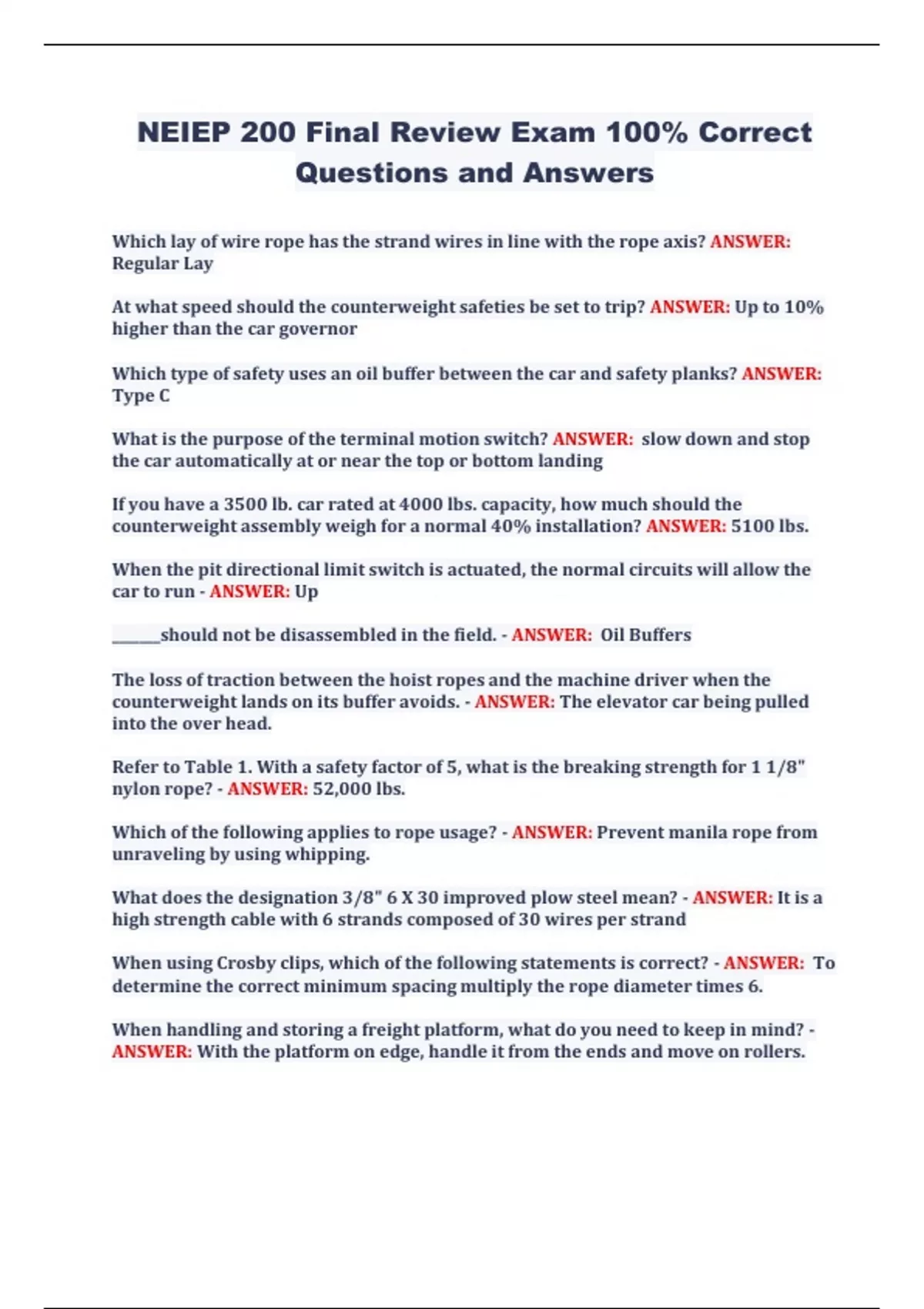 NEIEP 200 Final Review Exam 100% Correct Questions and Answers - NEIEP ...