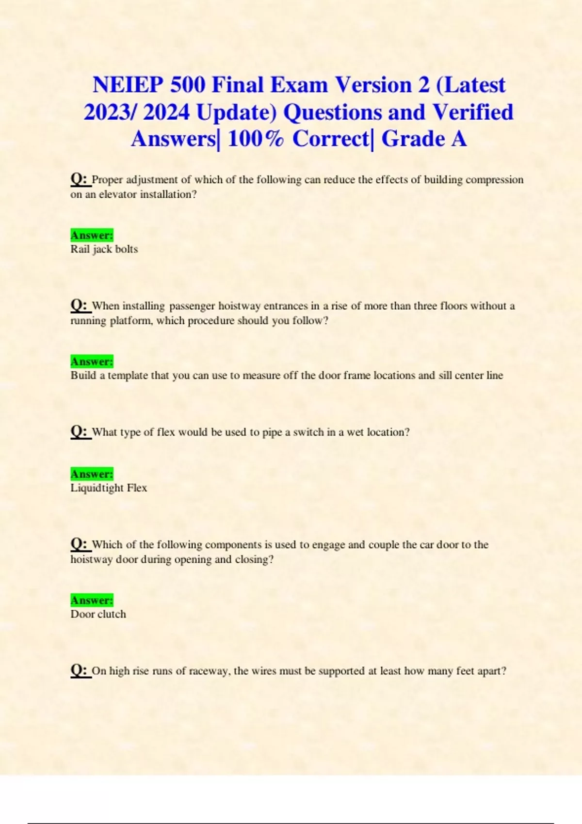 NEIEP 500 Final Exam Version 2 (Latest 2023/ 2024 Update) Questions and ...