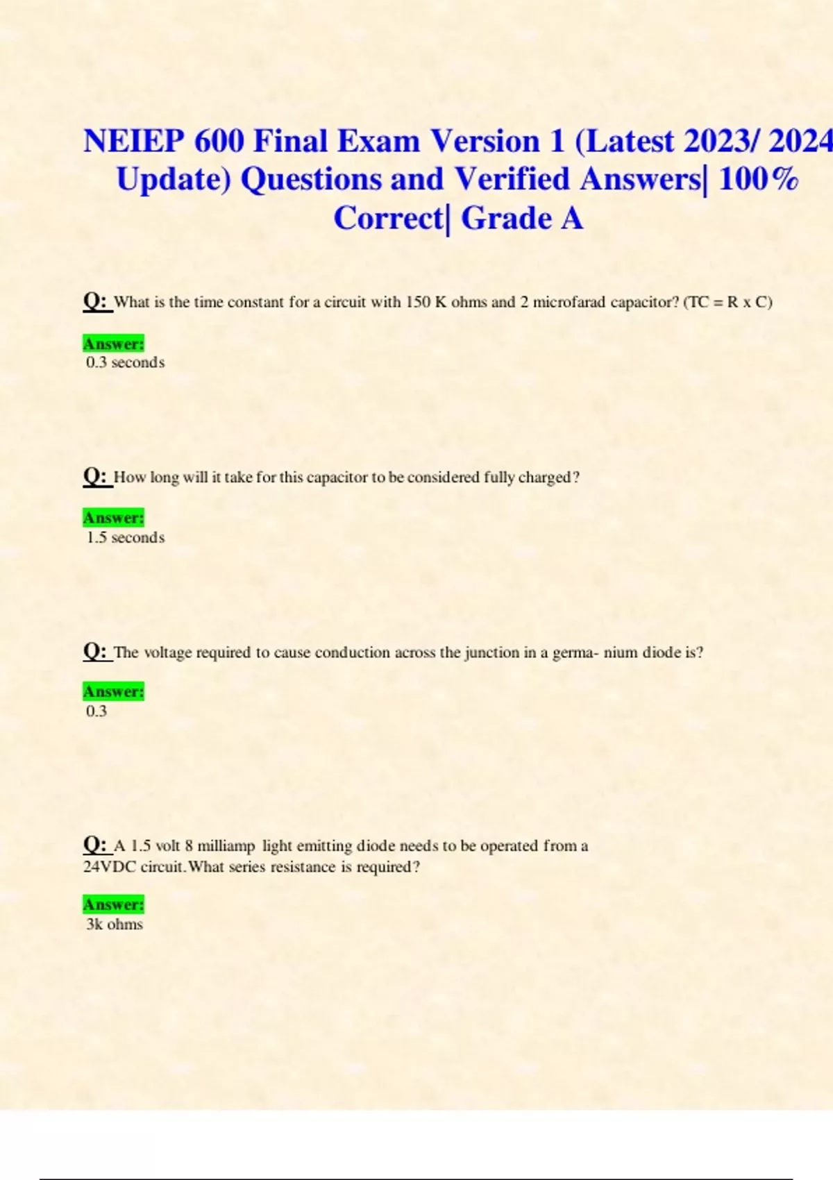 NEIEP 600 Final Exam Version 1 (Latest 2023/ 2024 Update) Questions and ...