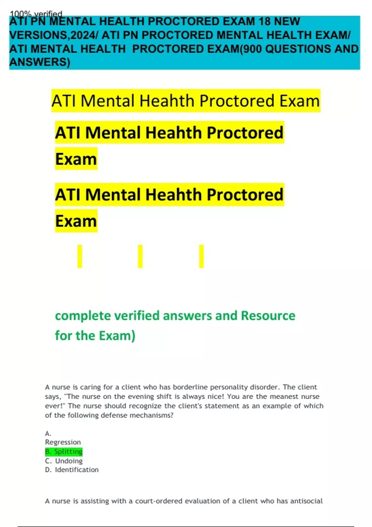 ATI PHARMACOLOGY PROCTORED EXAM QUESTIONS WITH REVISED 100% CORRECT ...