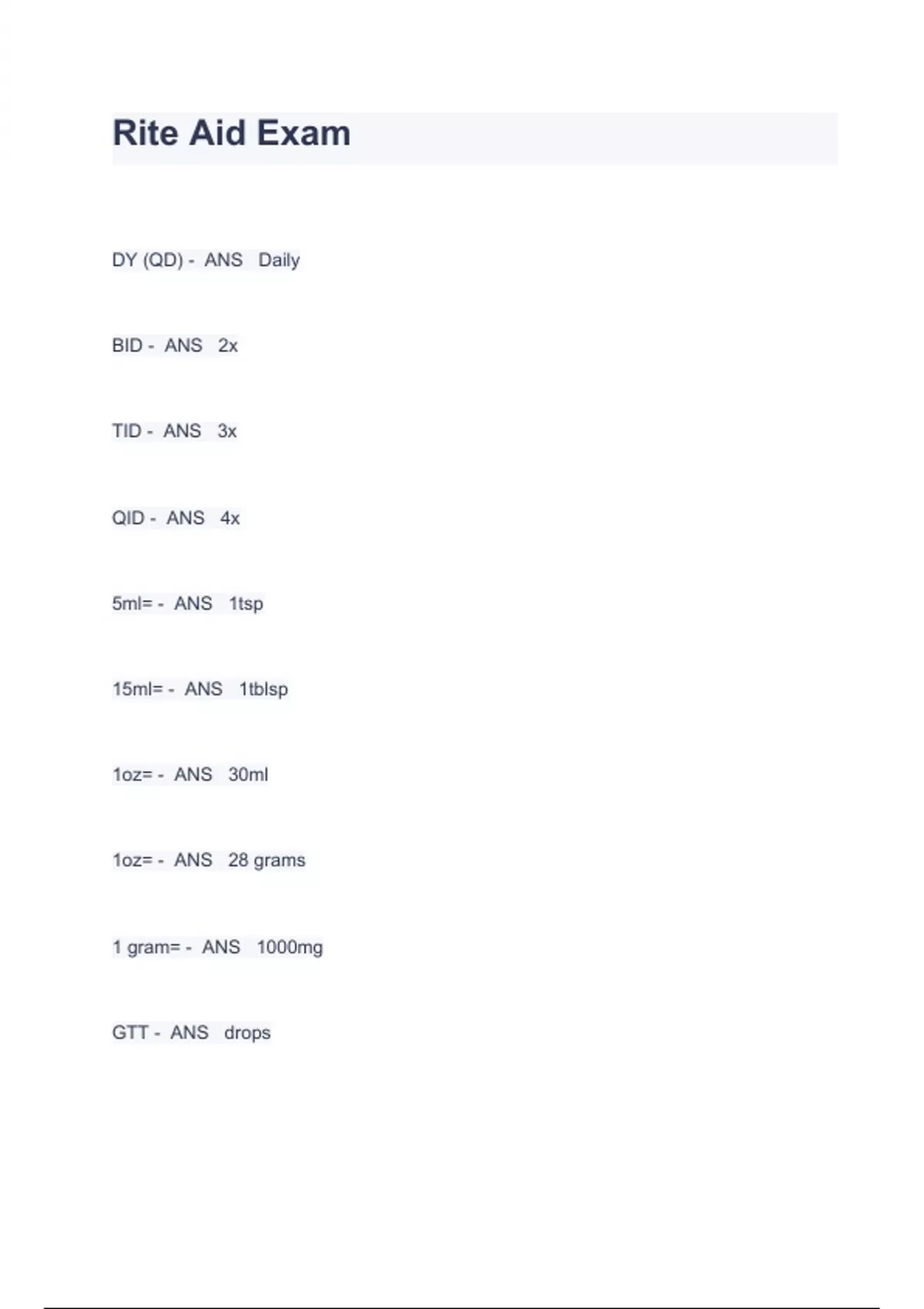 Rite Aid Exam QUESTIONS & ANSWERS 2023/2024 ( A+ GRADED 100% VERIFIED ...