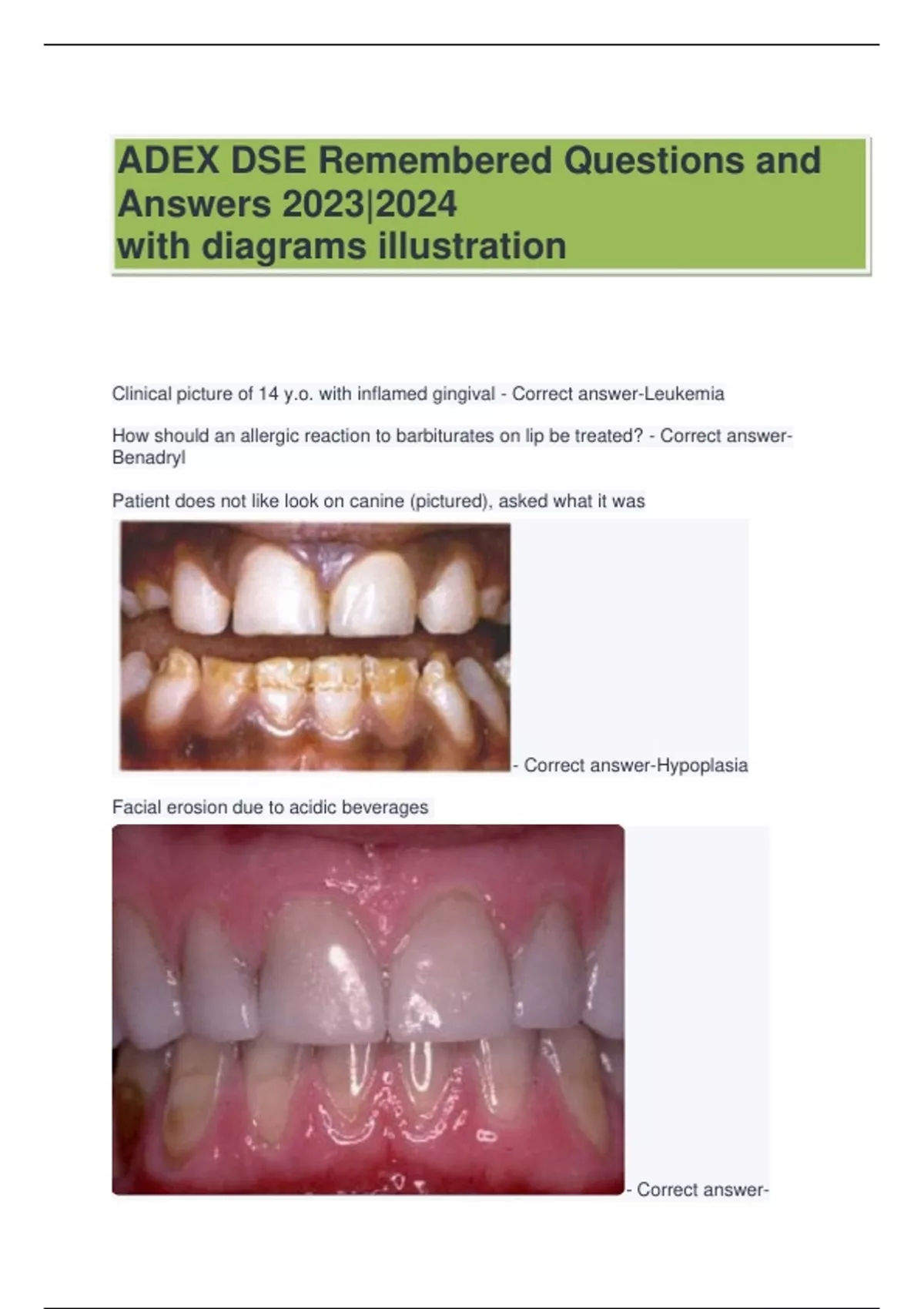 ADEX DSE Remembered Questions and Answers 2023|2024 with diagrams ...
