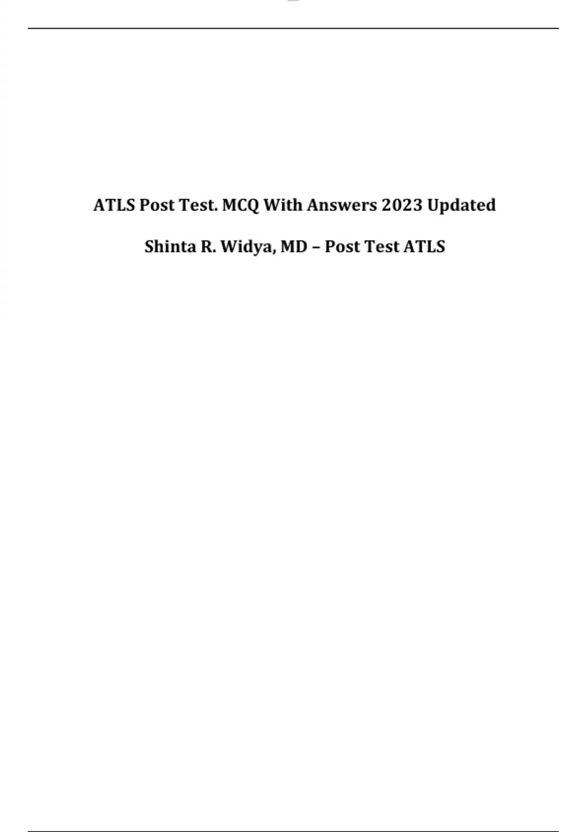 ATLS Post Test MCQ With Answers 2023 Updated Advanced Life Support ATLS Post Test MCQ With Answers 2023 Updated Advanced Life Support