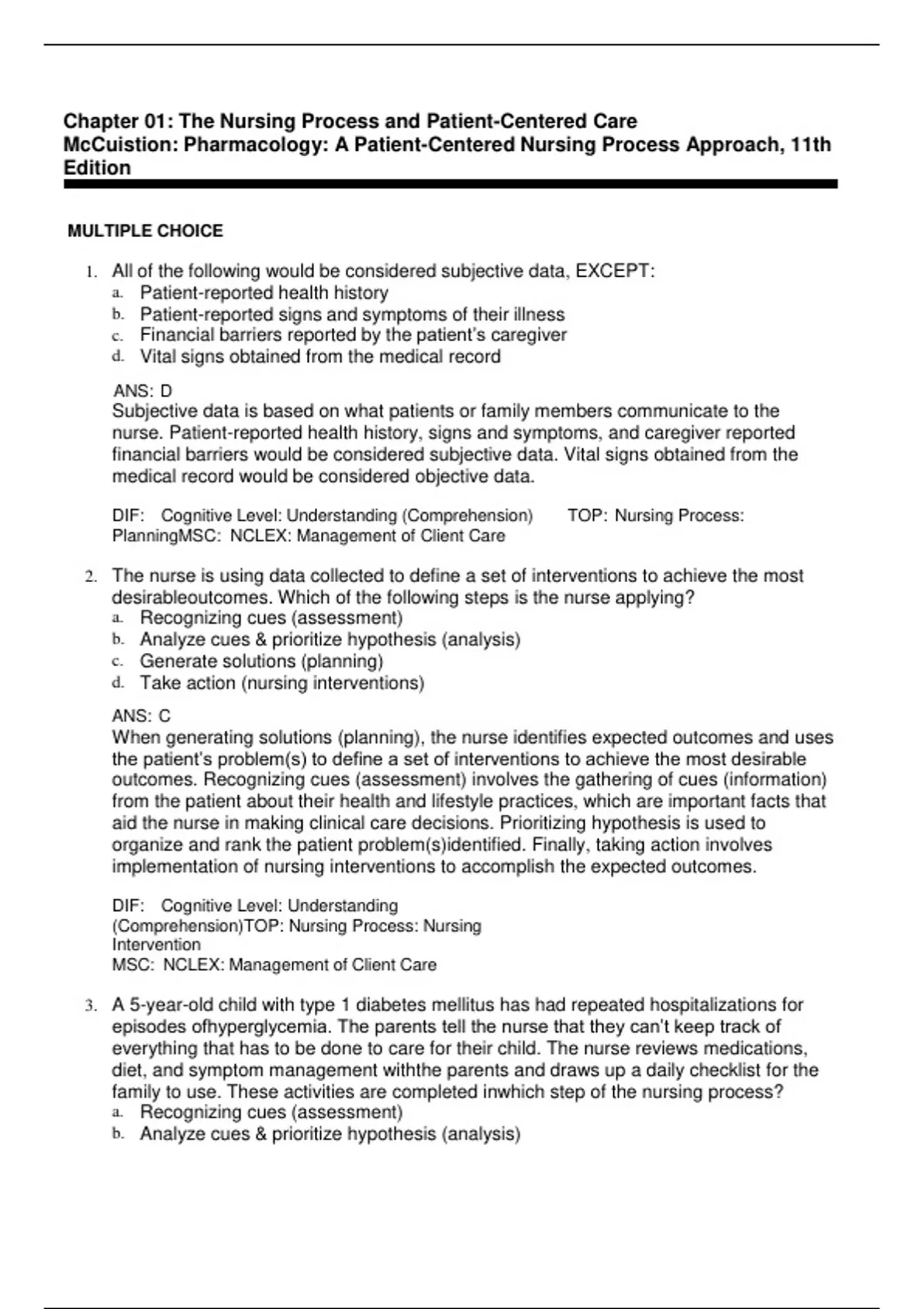 The Nursing Process and Patient-Centered Care McCuistion: Pharmacology ...