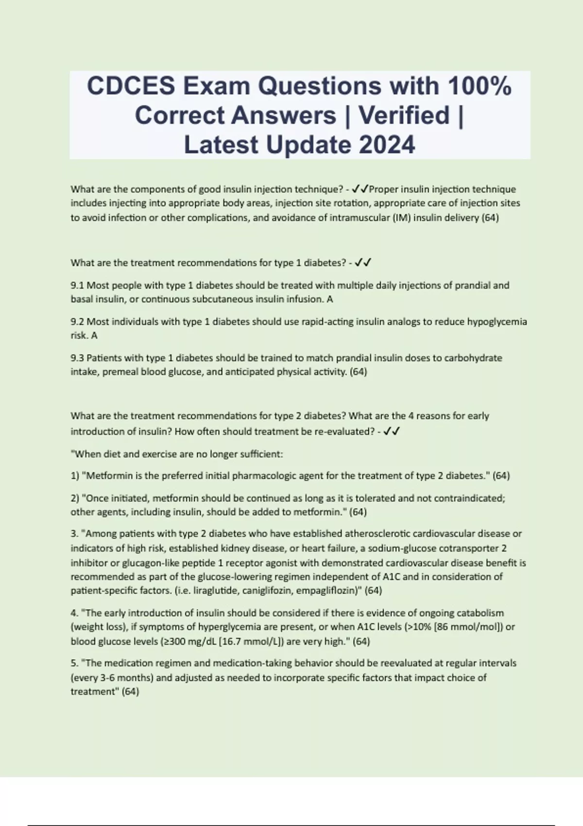 CDCES Exam Questions with 100% Correct Answers | Verified | Latest ...