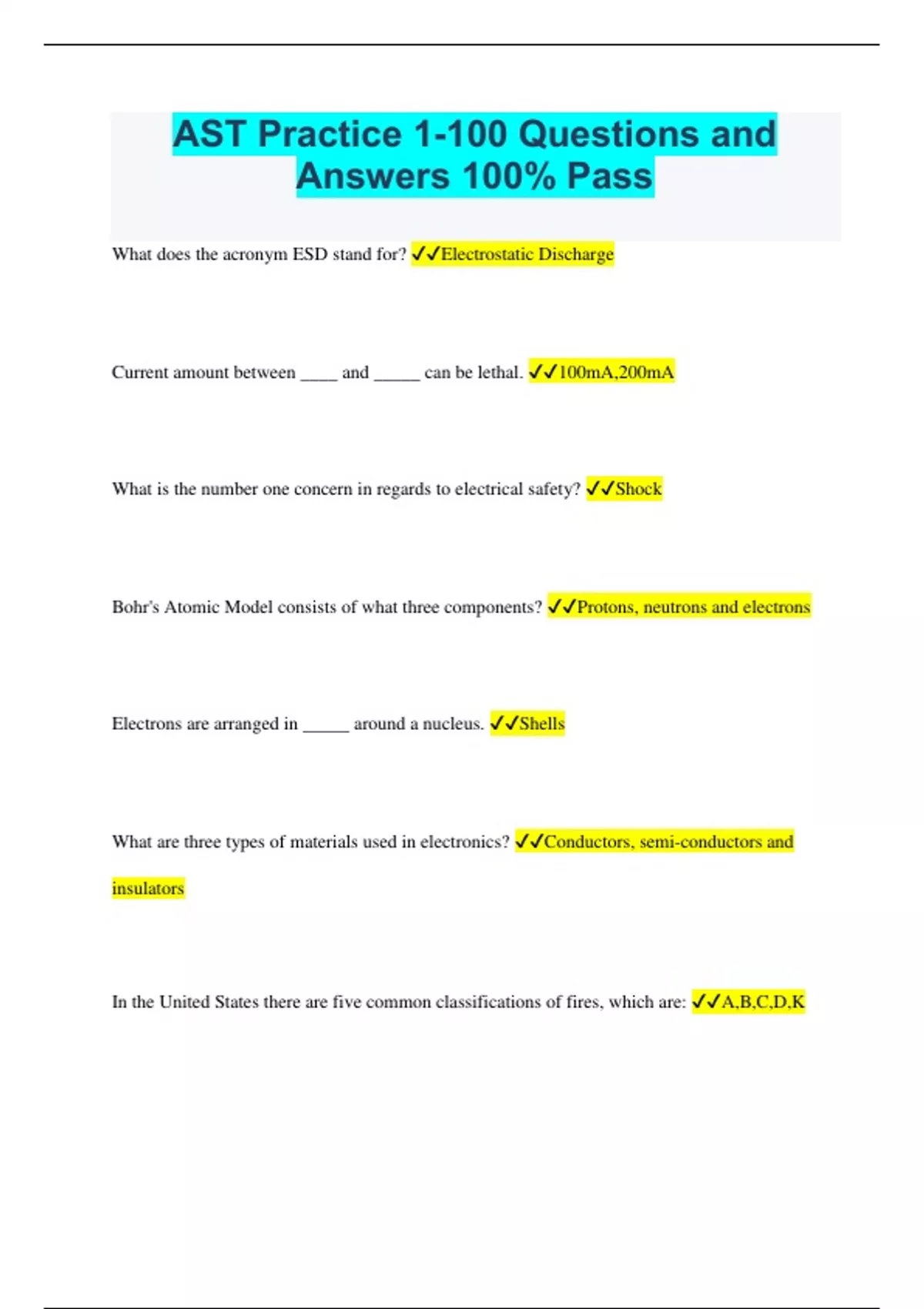AST Practice 1-100 Questions and Answers 100% Pass - AST Practice 1-100 ...