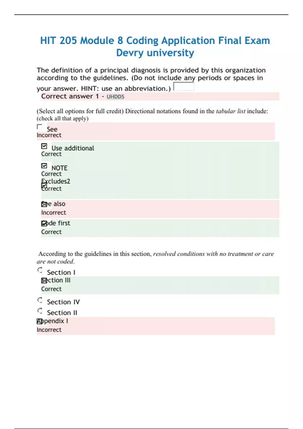 HIT 205 Module 8 Coding Application Final Exam Devry university - HIT ...
