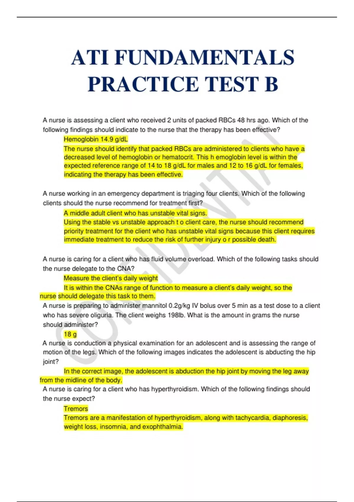 Ati Fundamentals Practice B