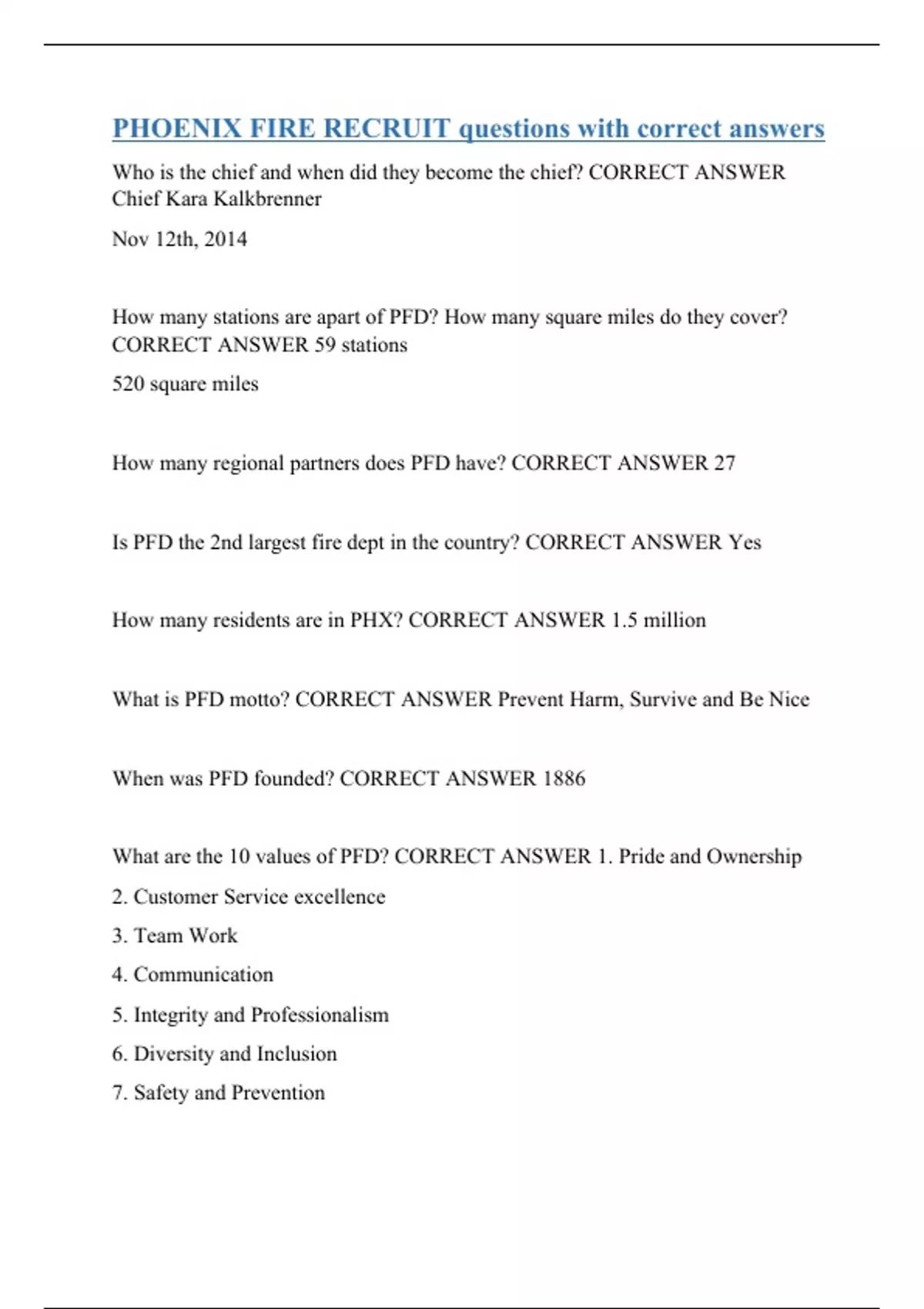 PHOENIX FIRE RECRUIT questions with correct answers - Phoenix fire ...