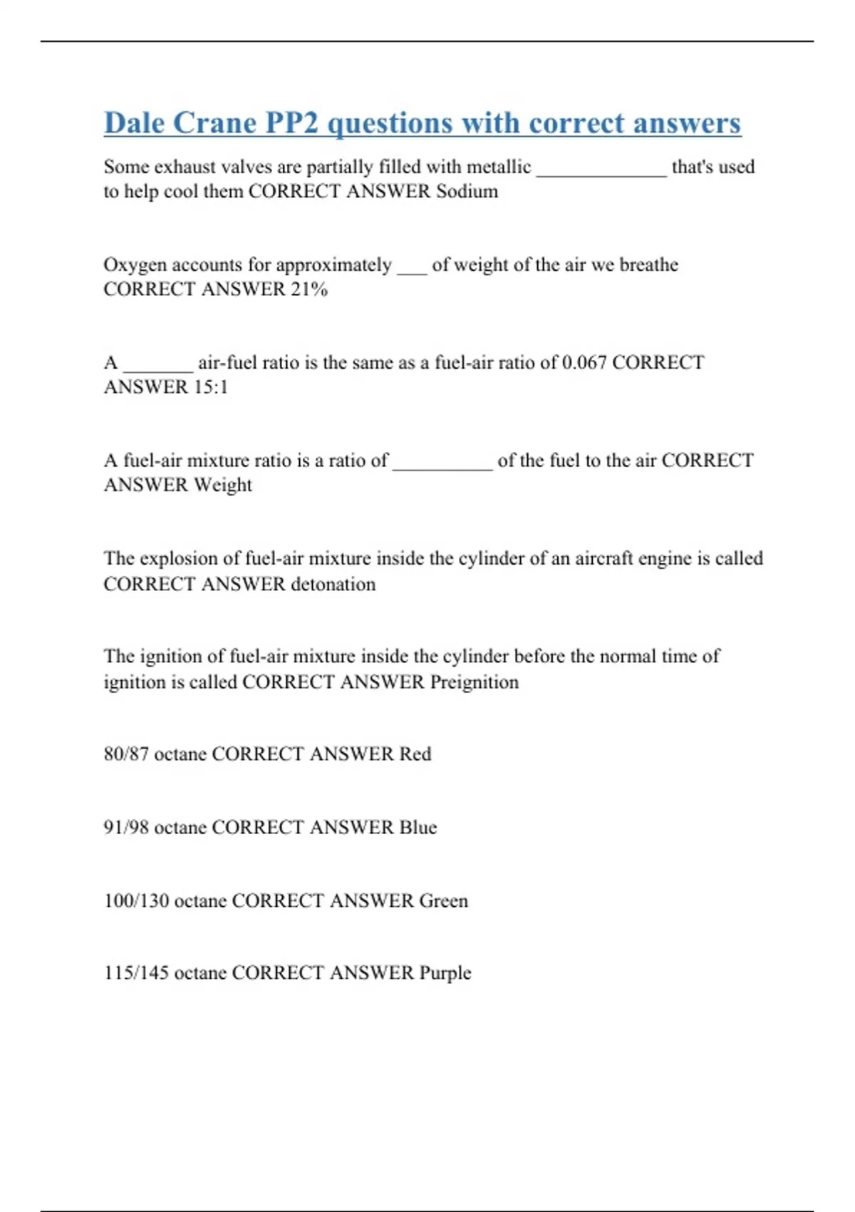 Dale Crane PP2 questions with correct answers - DALE CRANE - Stuvia US