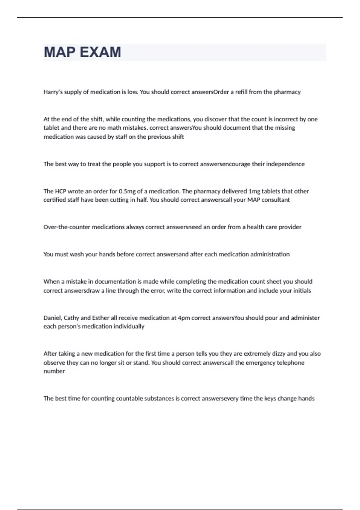 MAP EXAM 2023/2024 WITH 100% CORRECT ANSWERS - MAP EX - Stuvia US