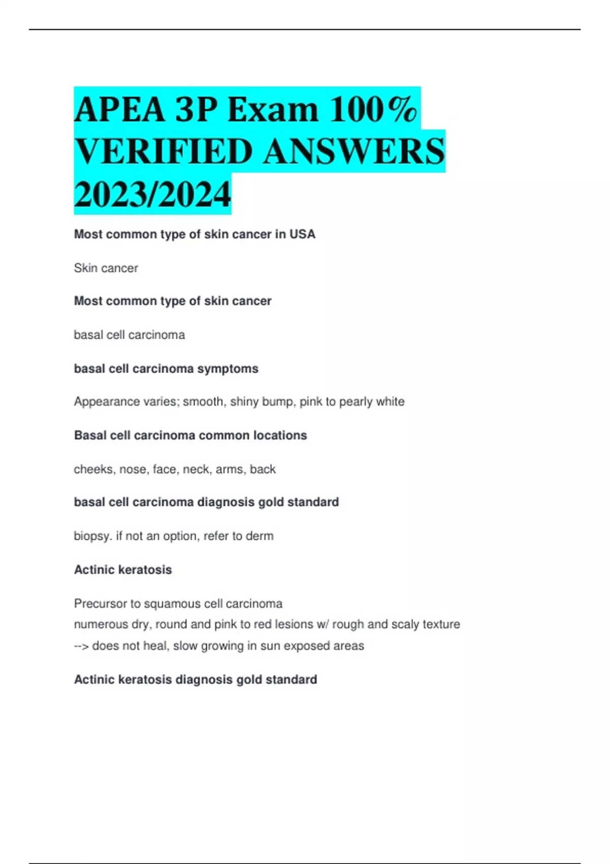 APEA 3P Exam 100% VERIFIED ANSWERS 2023/2024 - APEA 3P - Stuvia US