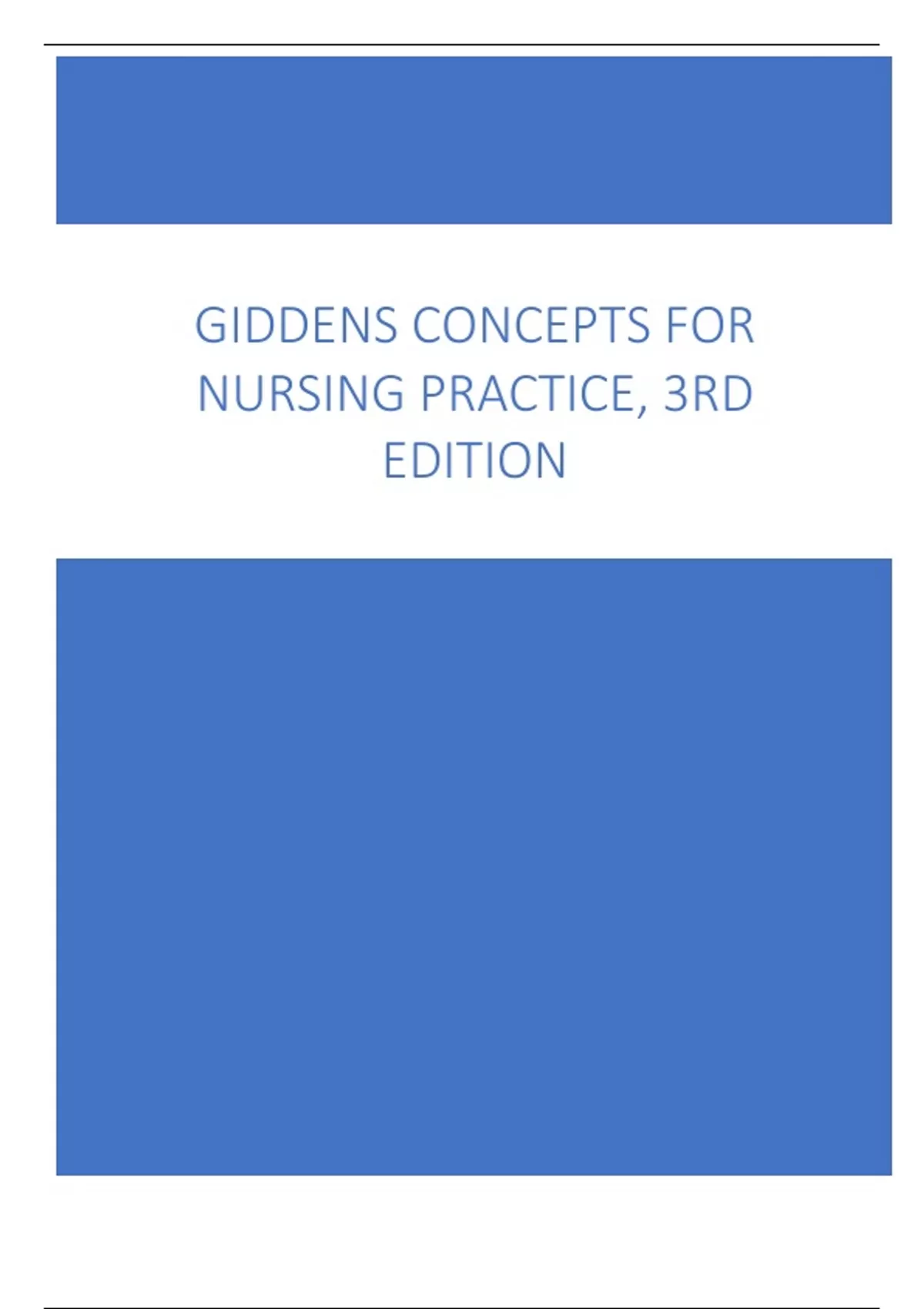 GIDDENS CONCEPTS FOR NURSING PRACTICE, 3RD EDITION - GIDDENS CONCEPTS ...