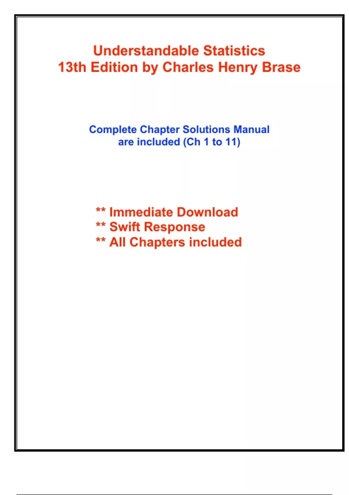 Solutions for Understandable Statistics, 13th Edition Brase (All ...