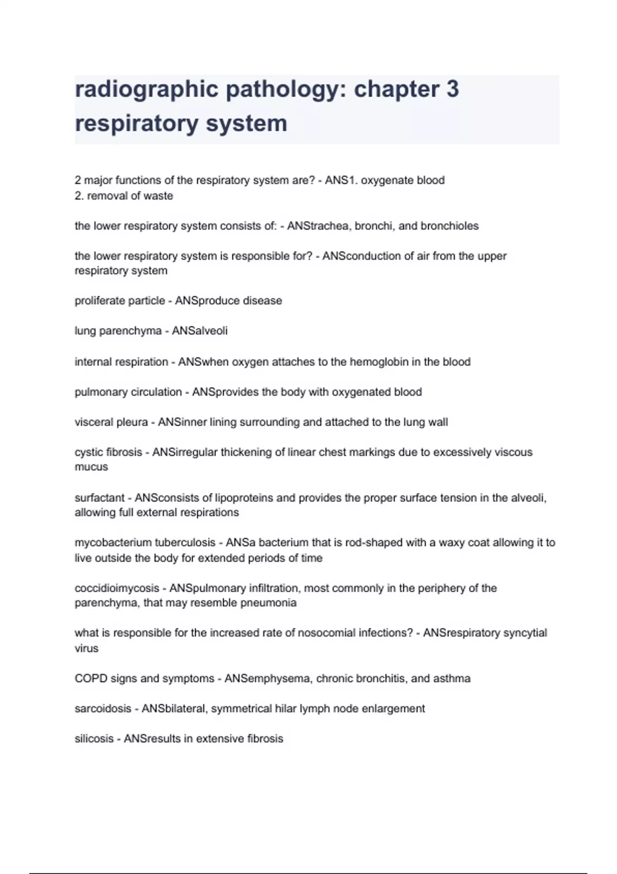 radiographic pathology: chapter 3 respiratory system 2023/2024 ( 100% ...