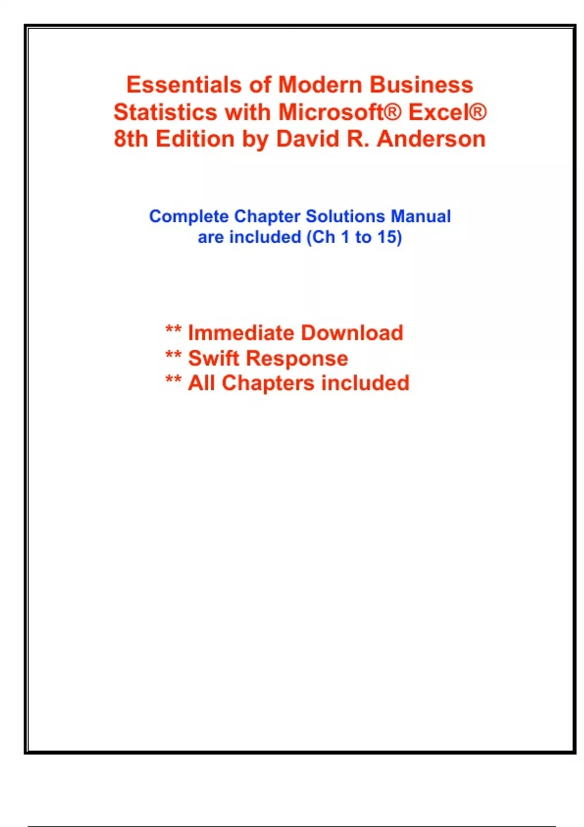 Solutions for Essentials of Modern Business Statistics with Microsoft ...