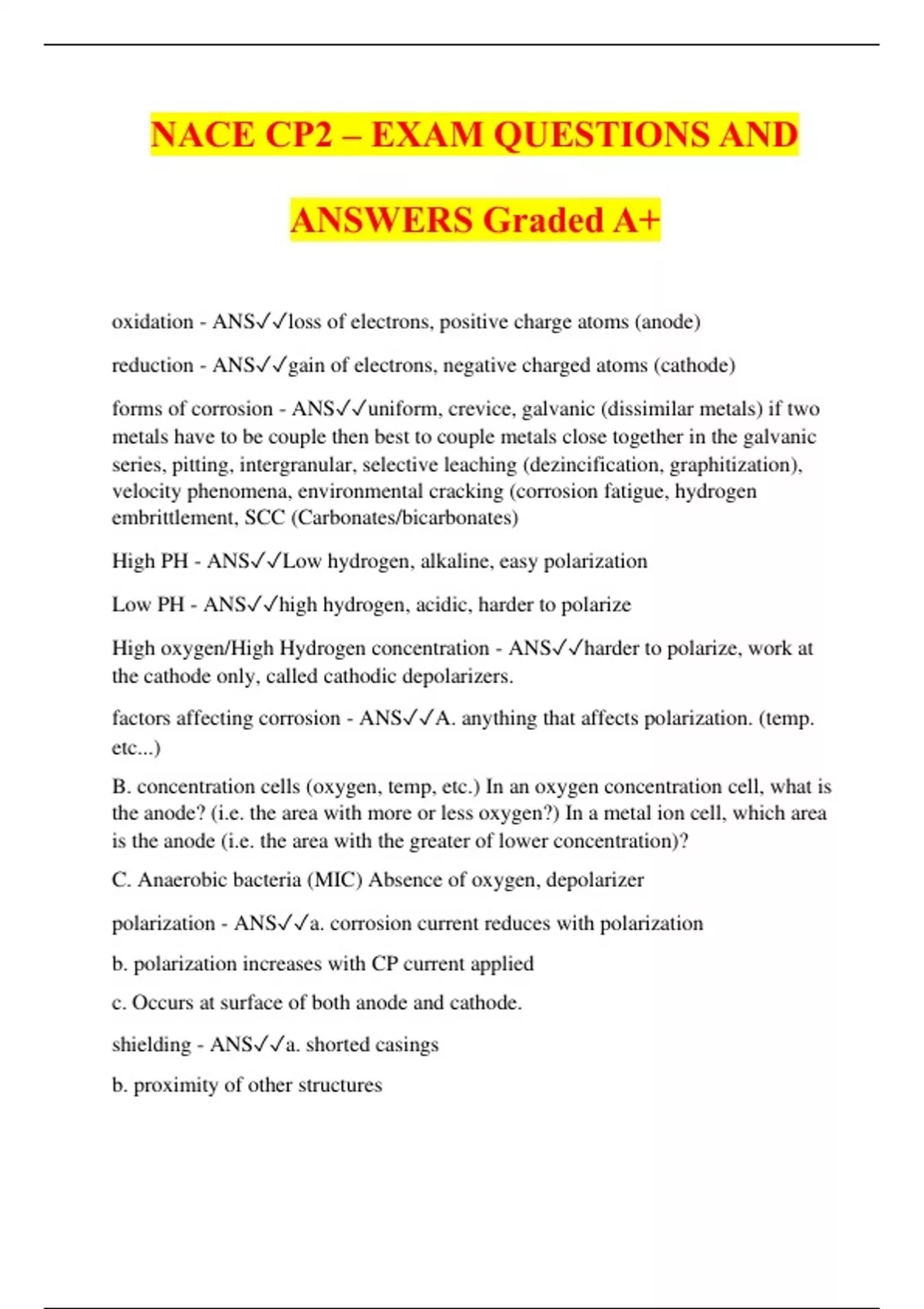 NACE CP2 – EXAM QUESTIONS AND ANSWERS Graded A+ - NACE CP2 - Stuvia US