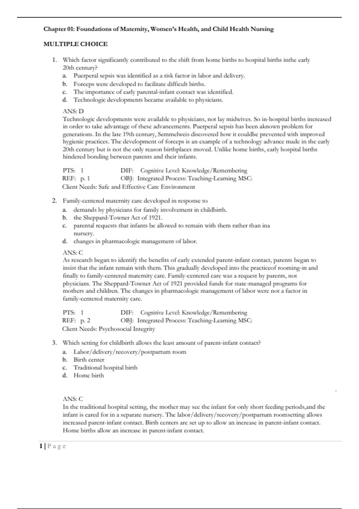 TEST BANK MCKINNEY; EVOLVE RESOURCES FOR MATERNAL-CHILD NURSING, 5TH ...