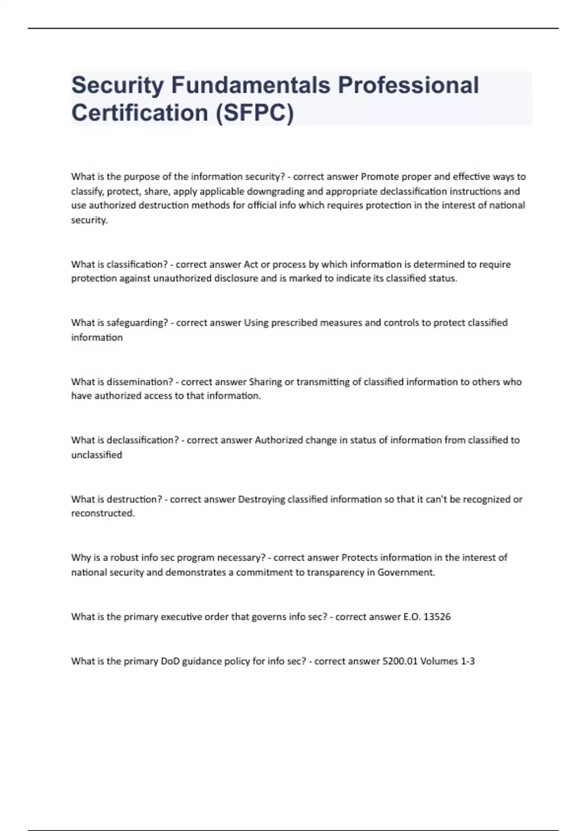 Security Fundamentals Professional Certification (SFPC)questions with ...