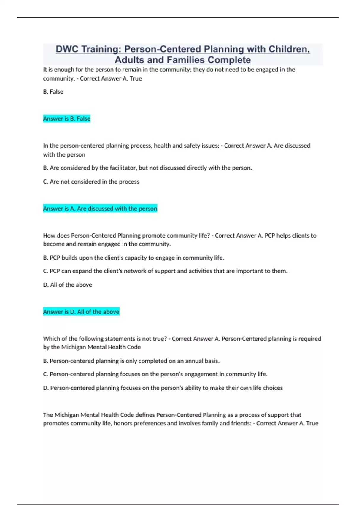 DWC Training: Person-Centered Planning with Children, Adults and ...