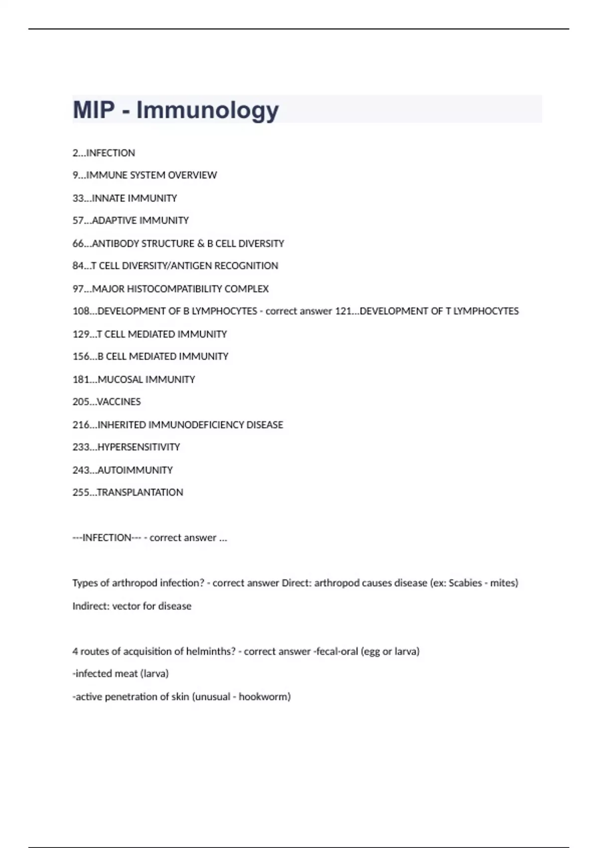 MIP - Immunology Question and answers correctly solved 2023/2024 - MIP ...