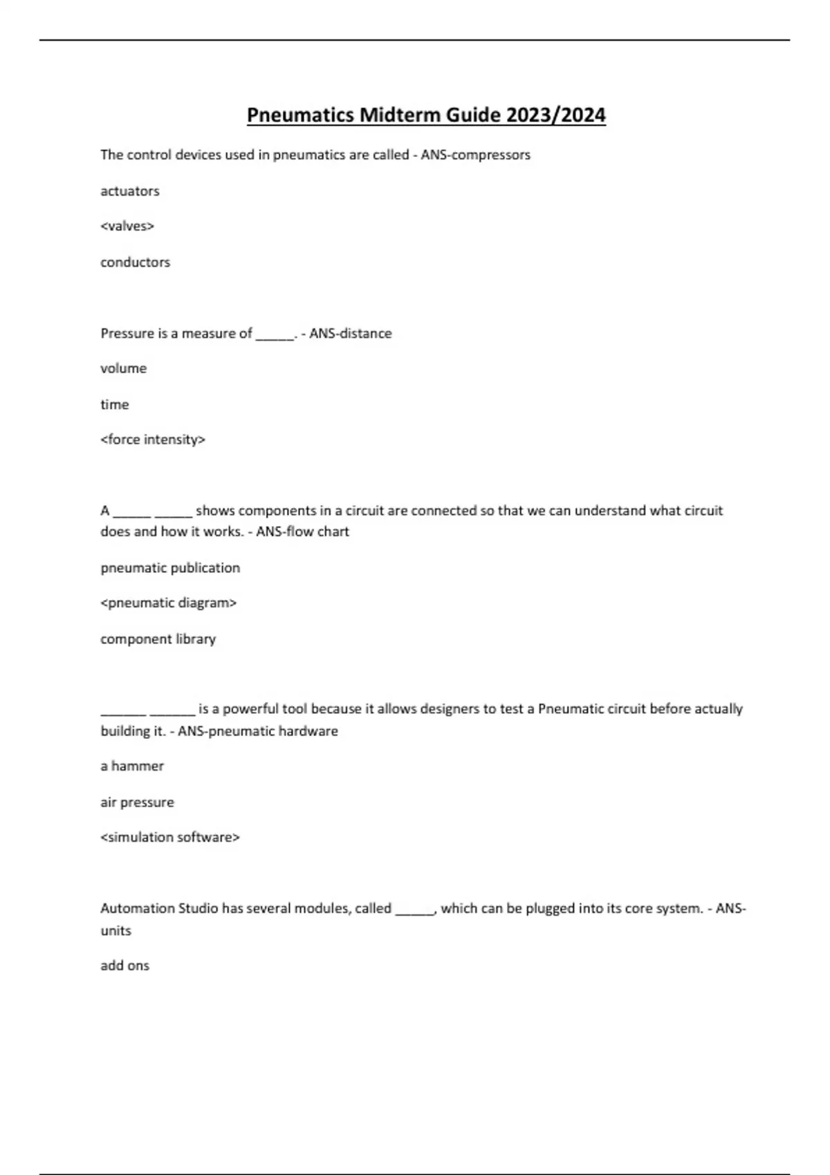 Advanced Pneumatics Study Guide Questions & And Answers 2023/2024 ...