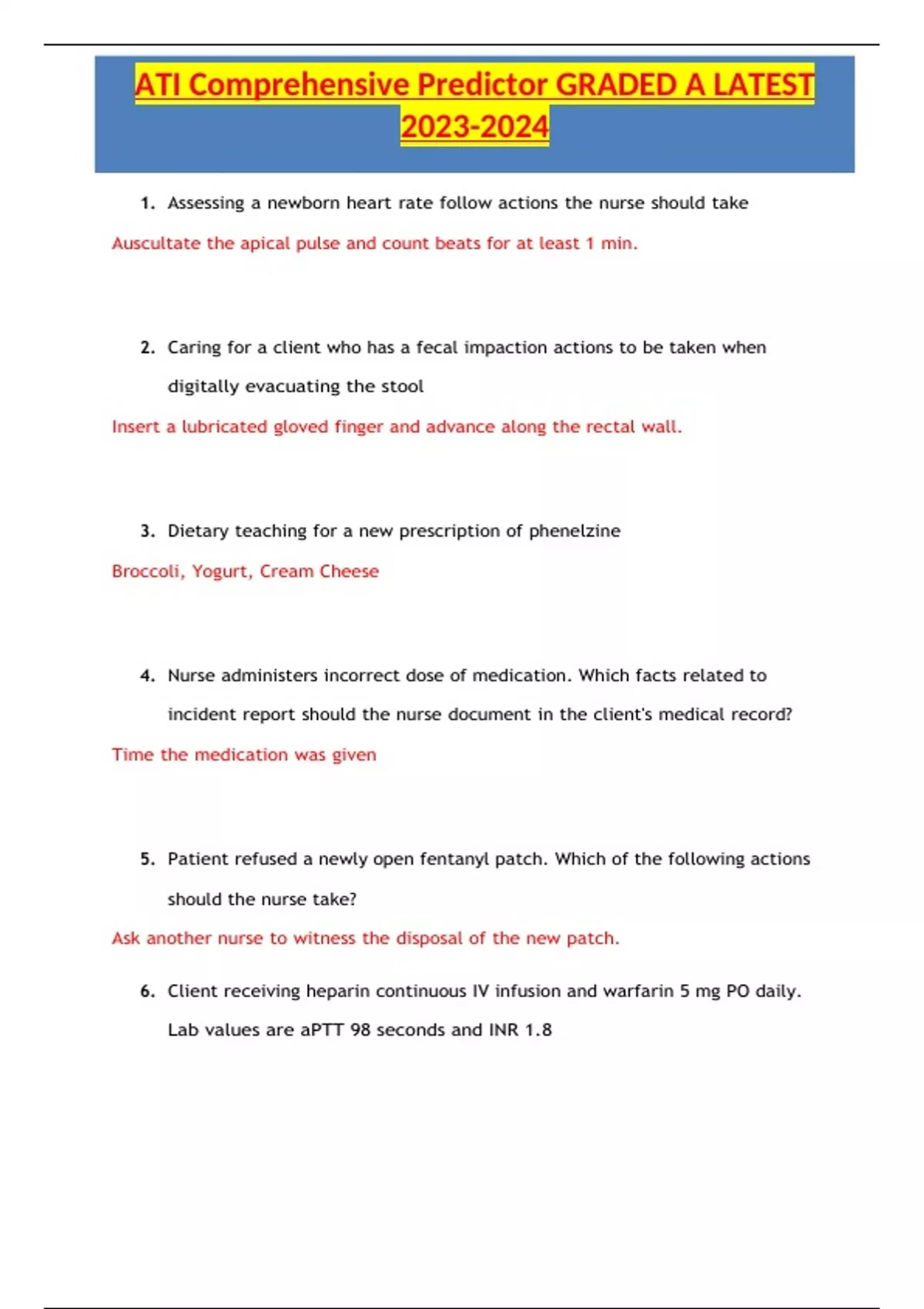 ATI Comprehensive Predictor GRADED A LATEST - ATI Comprehensive ...