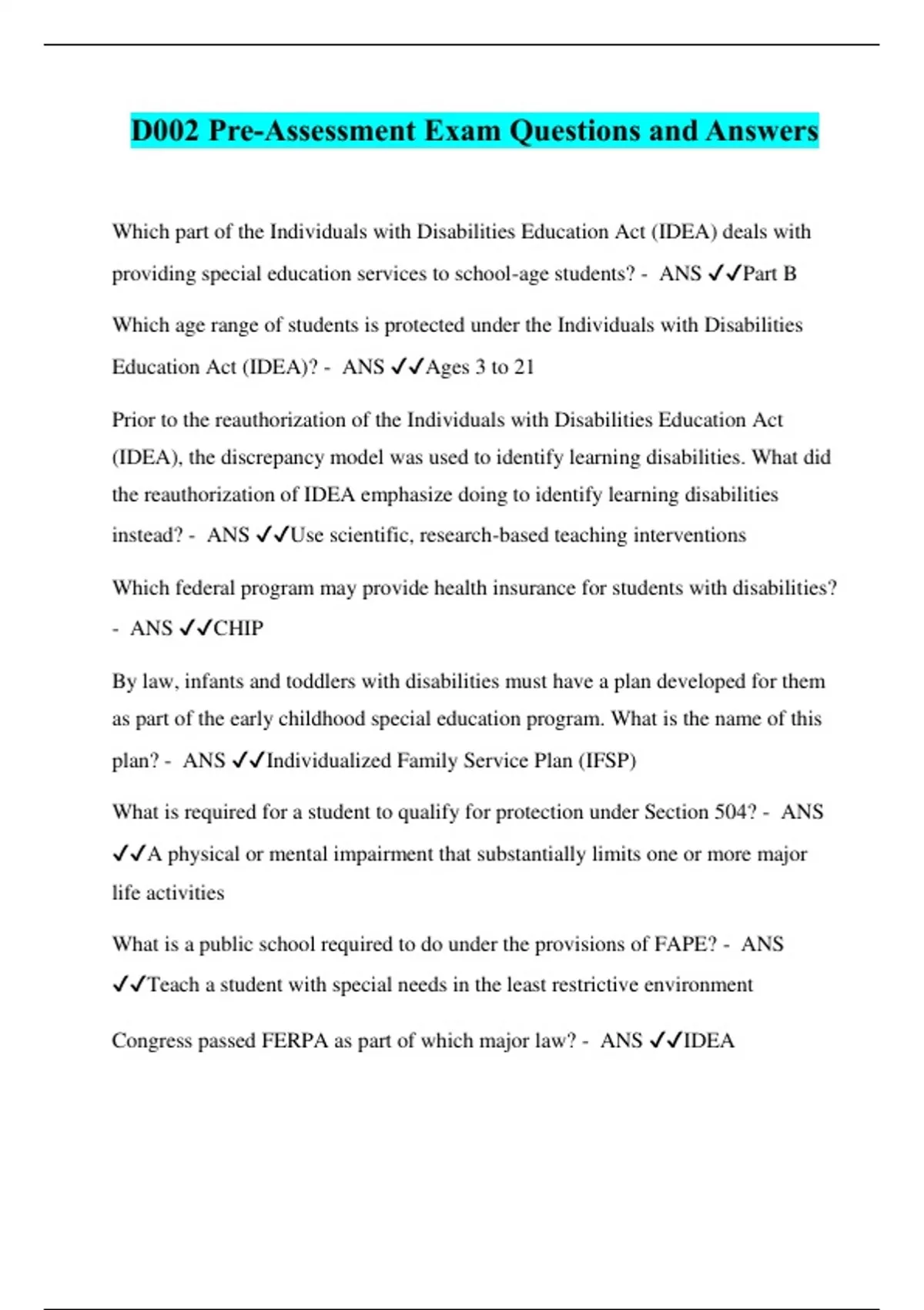 WGU D002 Pre-Assessment Exam Questions and Answers - WGU D002 - Stuvia US