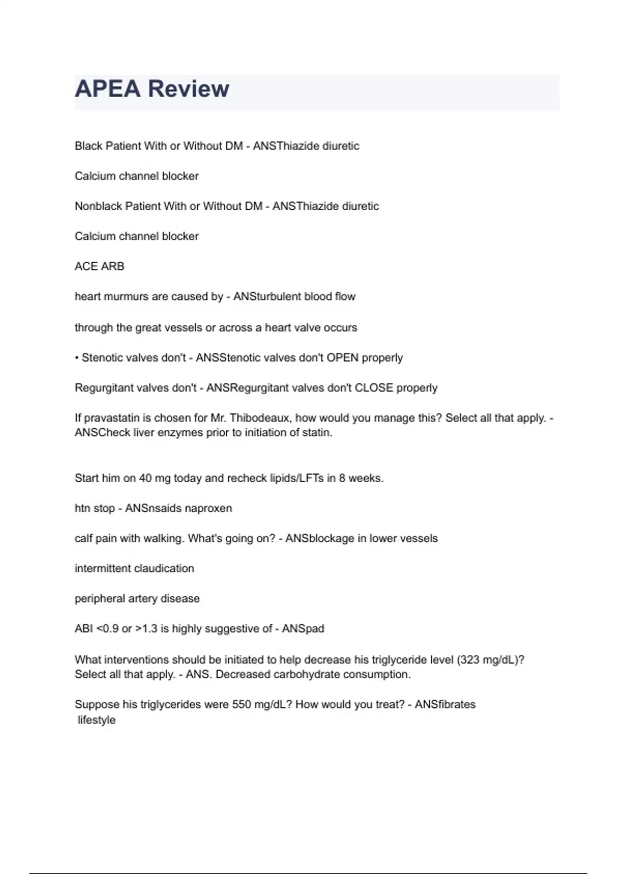 APEA Review 2023/2024 already graded A+ - APEA Pre-Predictor - Stuvia US