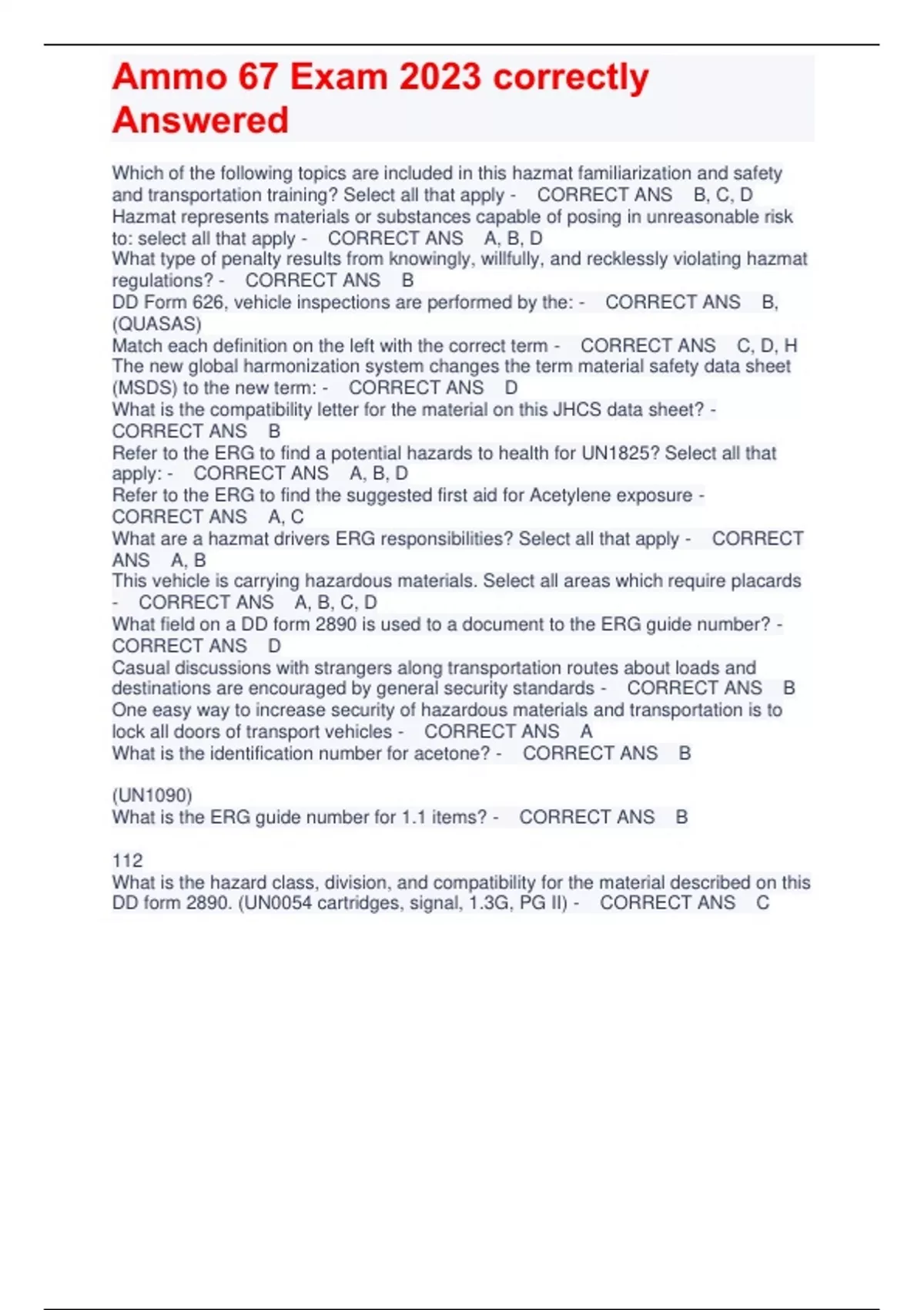 UPDATED Ammo 67 Exam 2024/2025 correctly Answered - Ammo 67 - Stuvia US