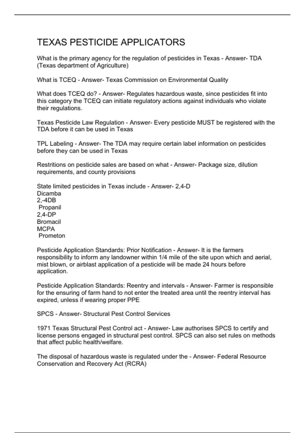 Texas Pesticide Applicators - Pesticide Applicators - Stuvia US