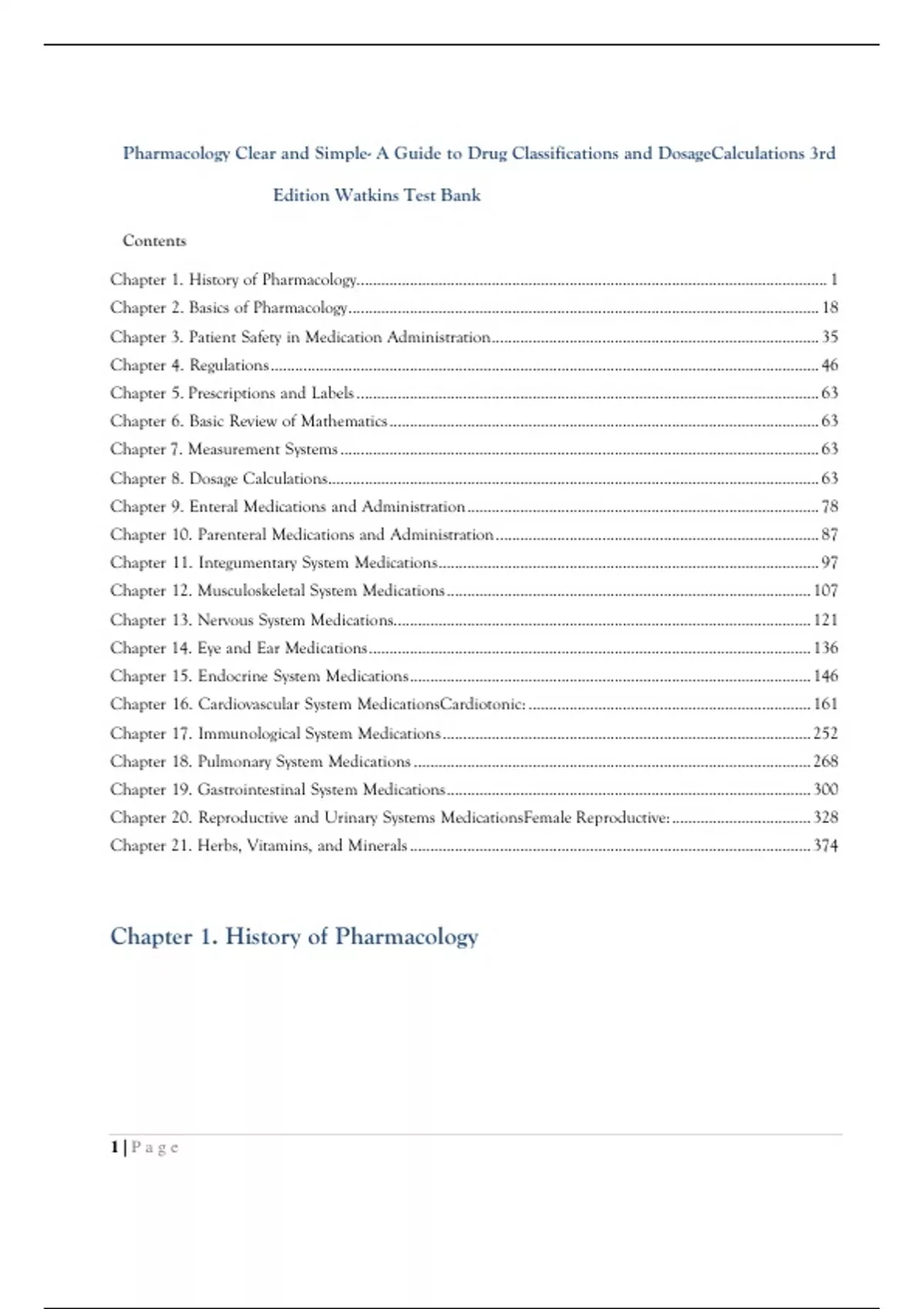 Test Bank Pharmacology Clear and Simple A Guide to Drug Classifications ...