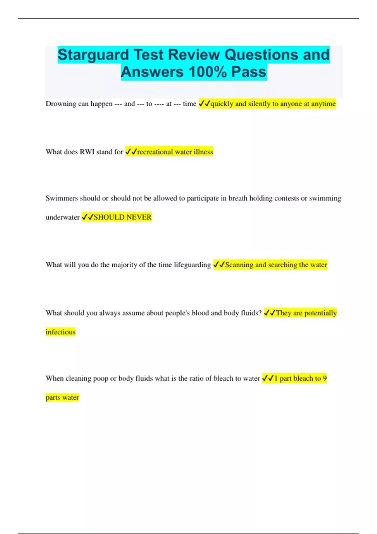 Starguard Test Review Questions and Answers 100% Pass - Starguard ...