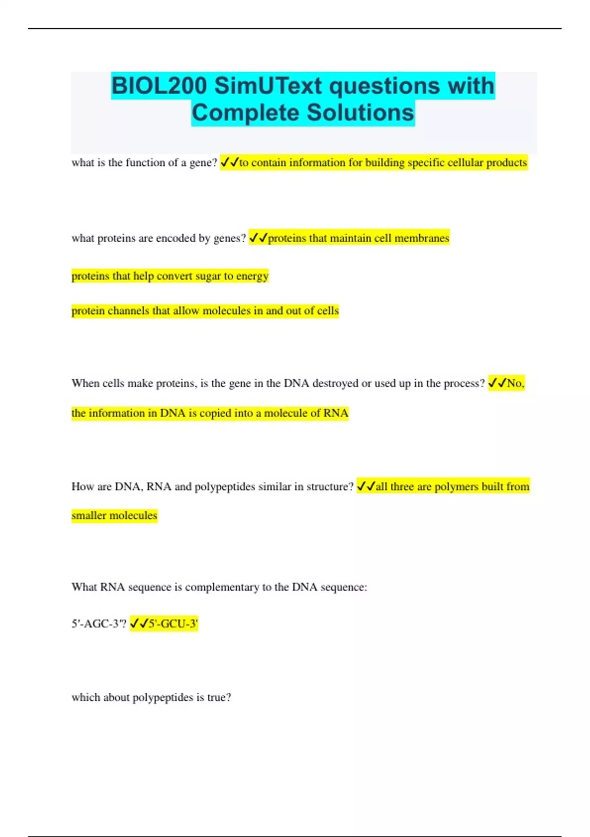 BIOL200 SimUText questions with Complete Solutions - BIOL200 SimUText ...