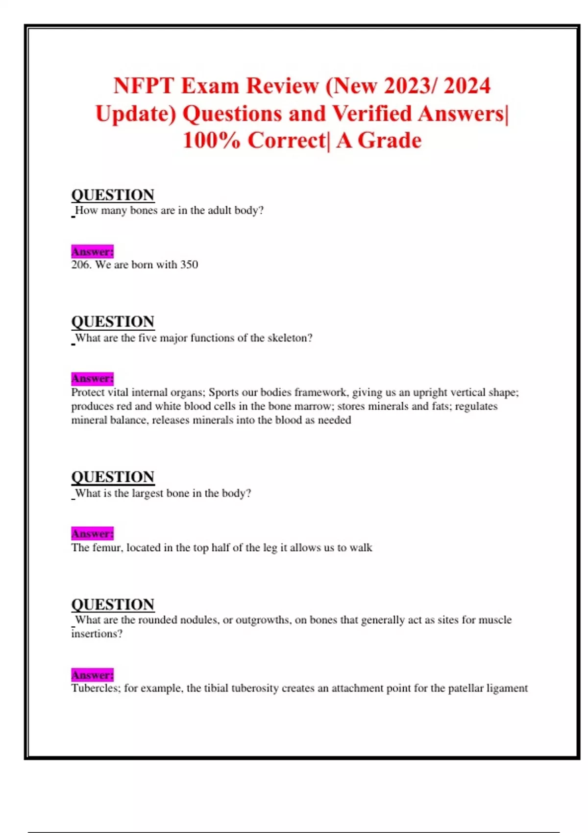NFPT Exam Review (New 2023/ 2024 Update) Questions and Verified Answers ...