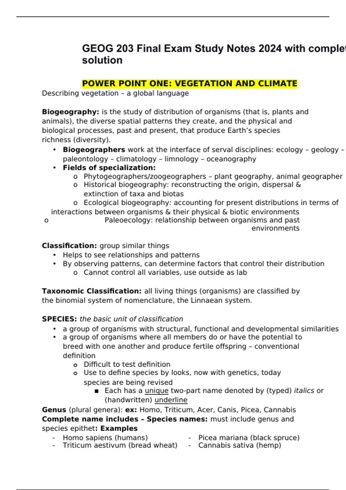 GEOG 203 Final Exam Study Notes 2024 with complete solution - GEOG 203 ...